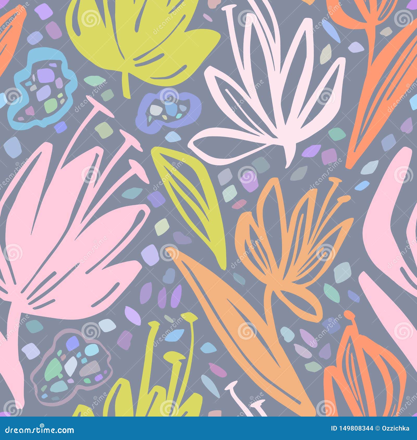 Vector Seamless Tropical Pattern Muted Colors Floral Summer Print ...