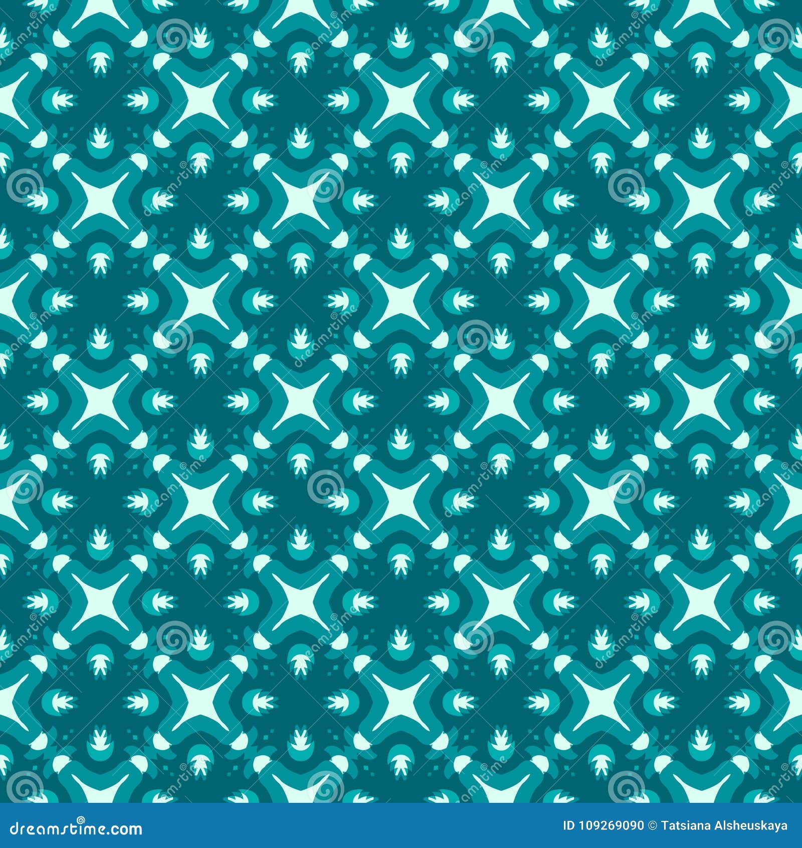Vector Seamless Turquoise Floral Pattern Stock Vector - Illustration of ...