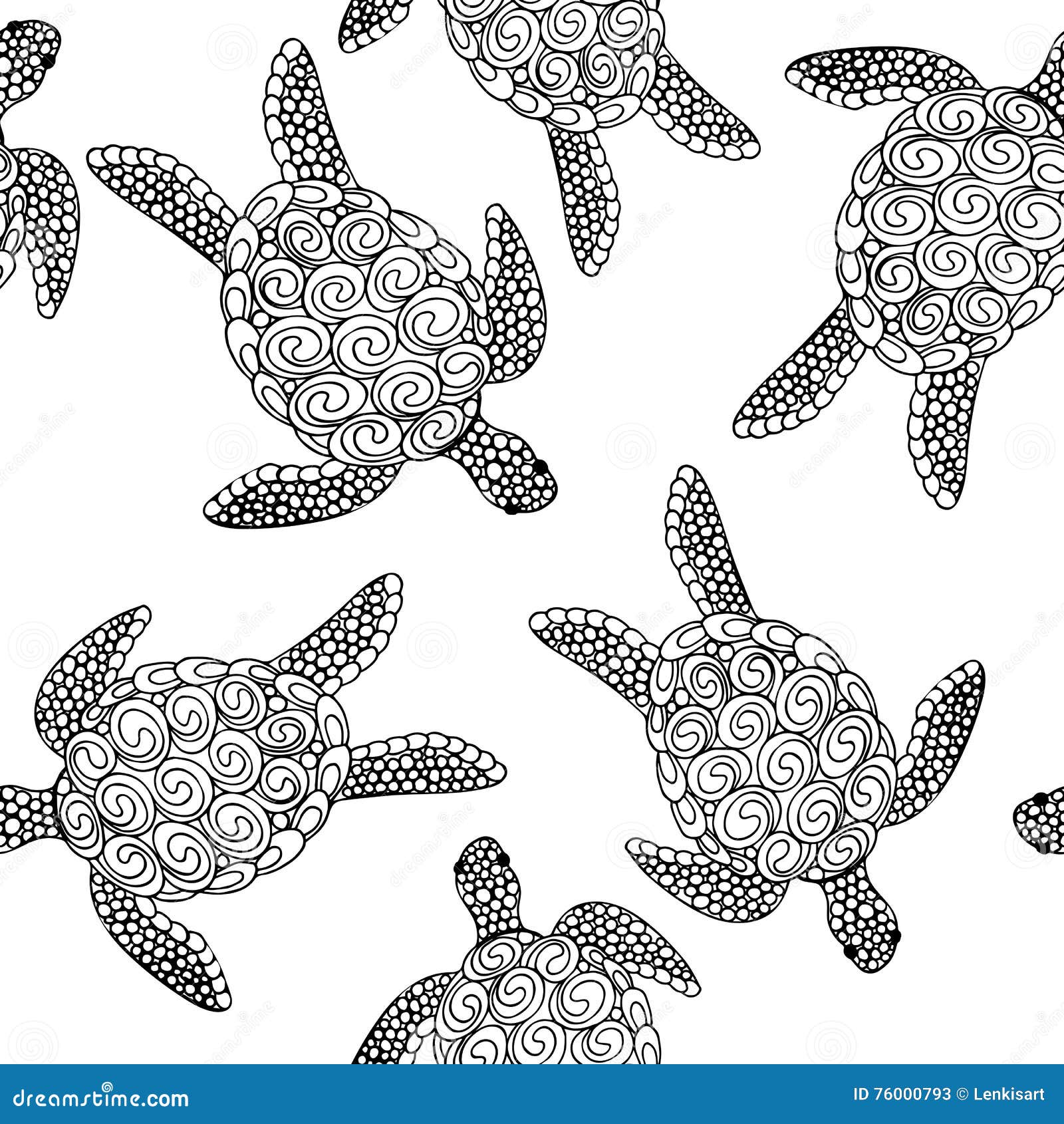 Vector Seamless Turtle Pattern Stock Vector - Illustration of tattoo ...