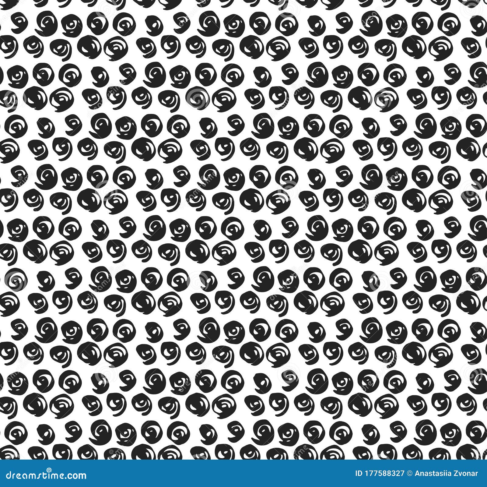 Vector Seamless Twirl Hand Draw Ink Pattern. Stock Vector ...