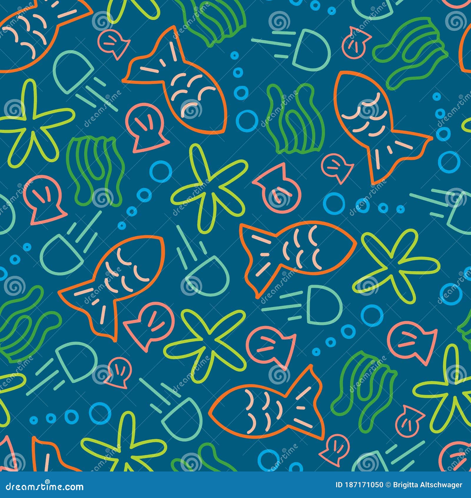 Vector Seamless Under the Sea Repeating Pattern. Perfect for Fabric ...