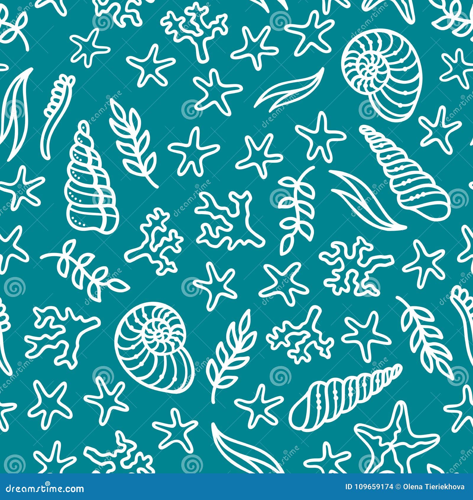 Vector Seamless Underwater Sea Pattern. Stock Vector - Illustration of ...