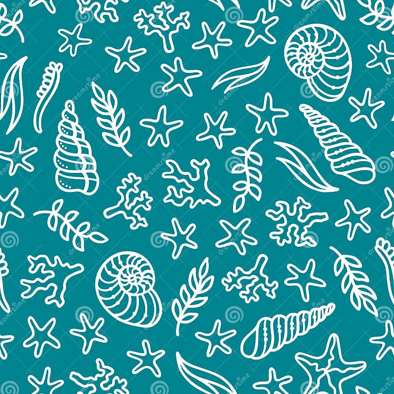 Vector Seamless Underwater Sea Pattern. Stock Vector - Illustration of ...