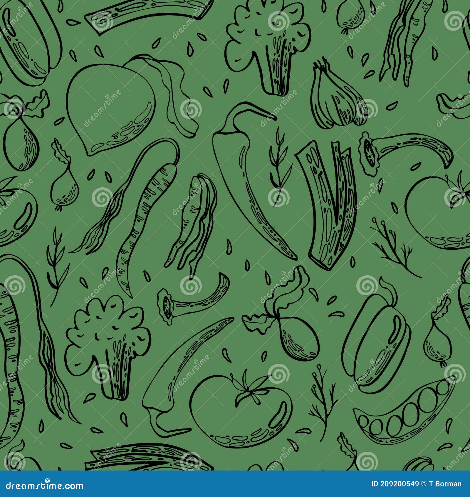 Seamless Vegetable Pattern Background Stock Vector - Illustration of ...