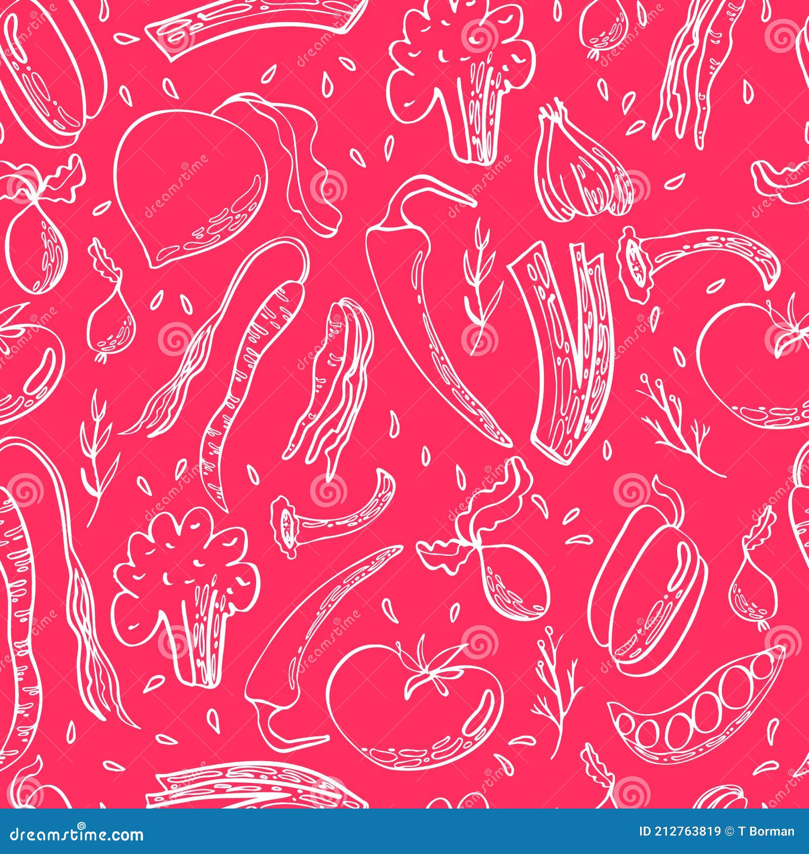 Vector Seamless Vegetable Pattern Background Stock Vector ...