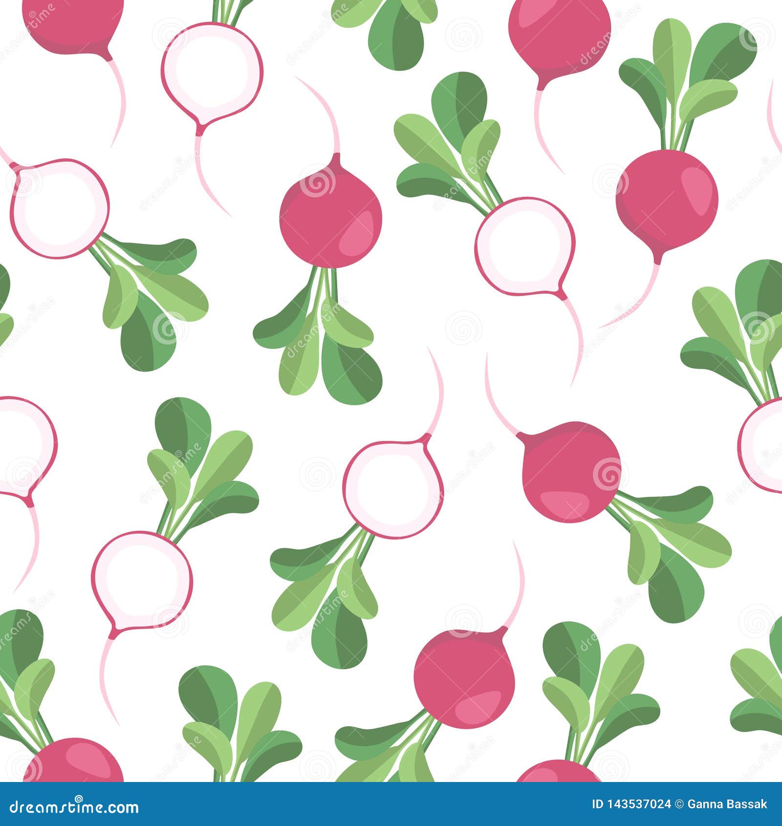 Vector Seamless Vegetable Texture with Radish Stock Illustration ...