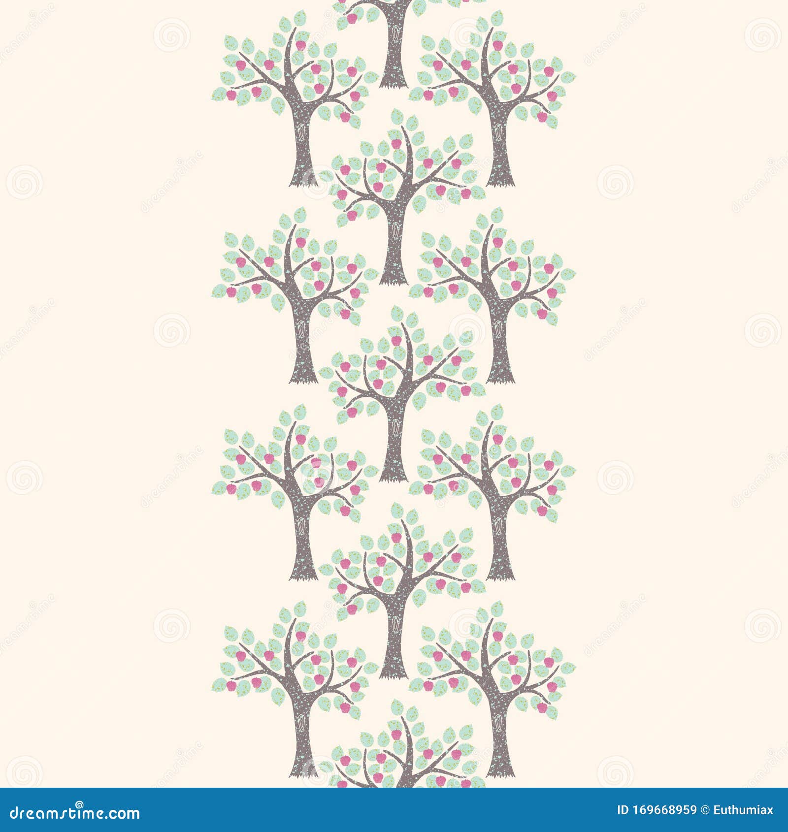 Vector Seamless Vertical Border with Apple Trees Stock Vector ...