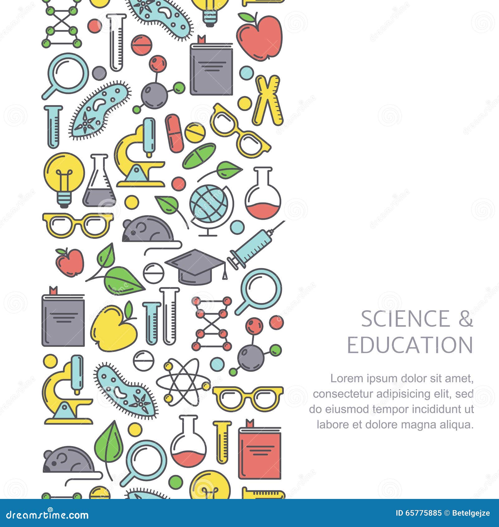 Vector Seamless Vertical Pattern with Flat Illustrations Stock Vector ...