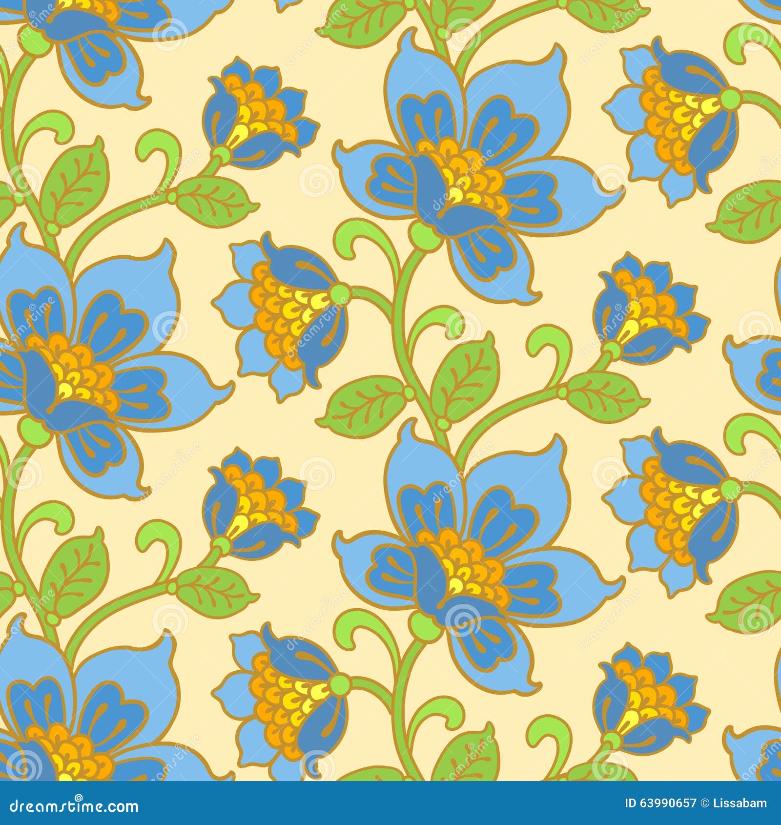 Vector Seamless Vintage Floral Pattern. Stock Vector - Illustration of ...