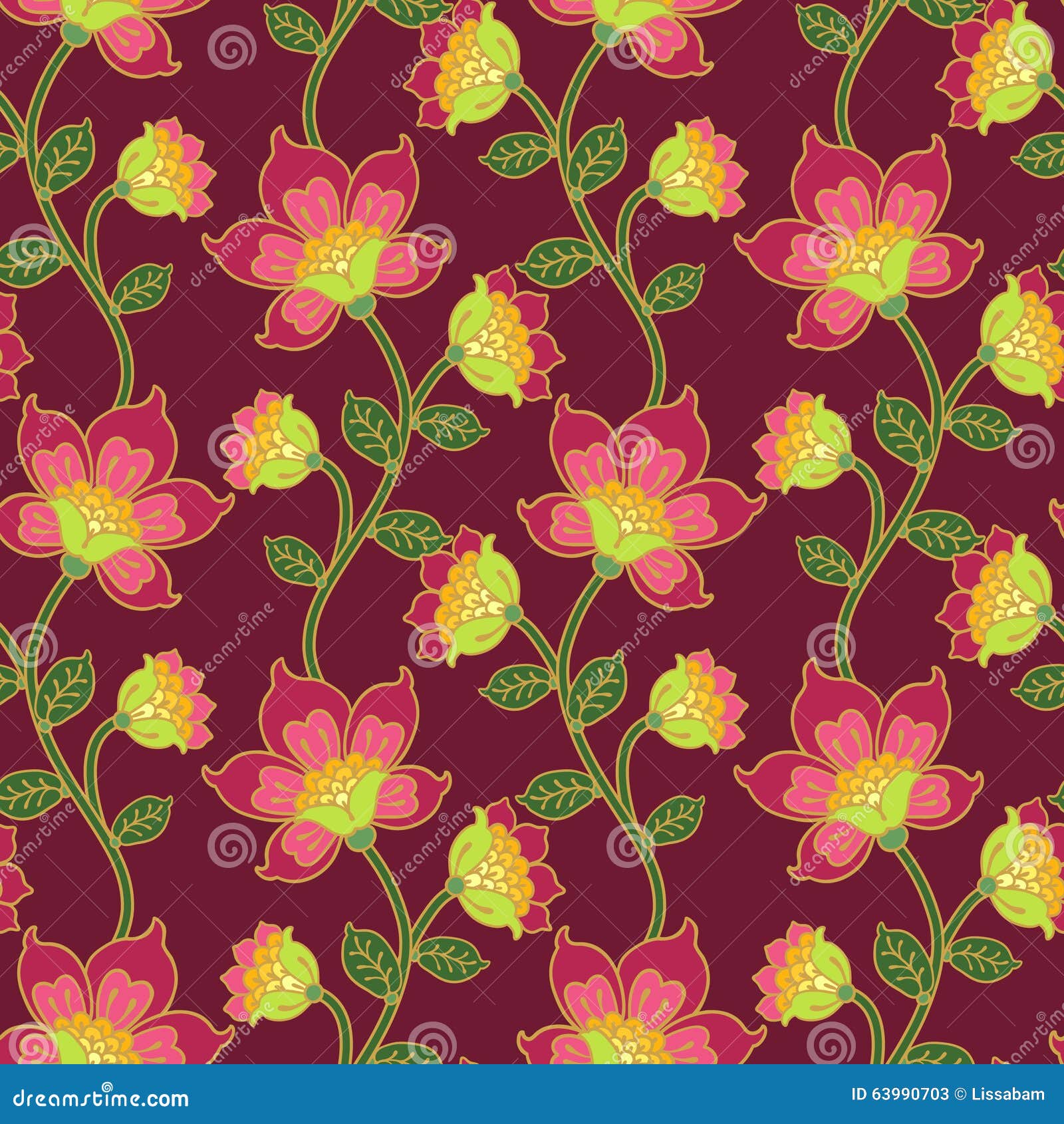 Vector Seamless Vintage Floral Pattern. Stock Vector - Illustration of ...