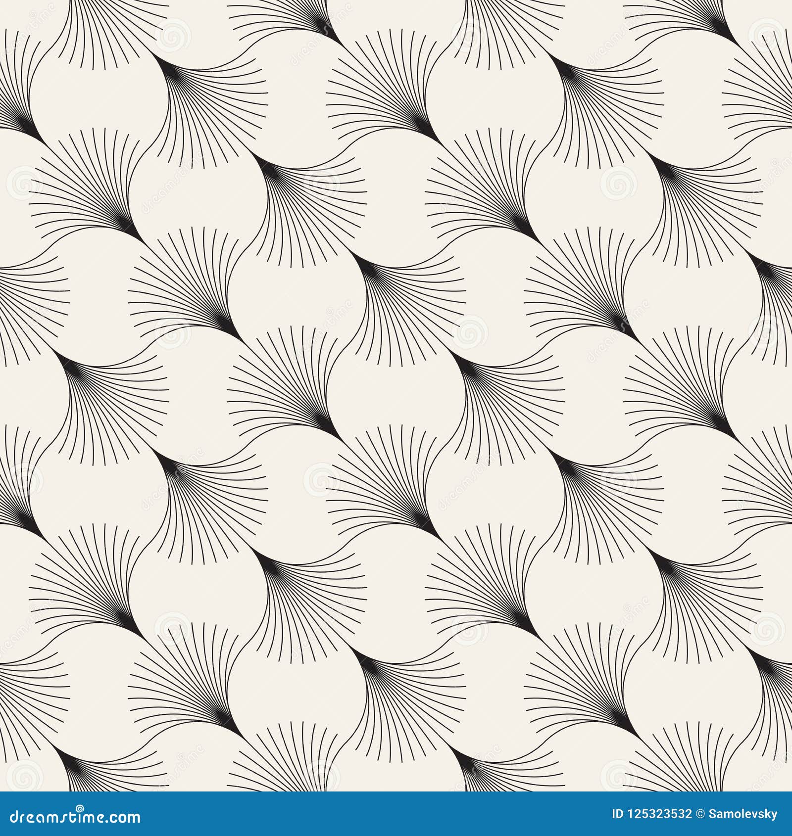 Vector Seamless Vintage Pattern of Overlapping Arcs in Art Deco Style ...