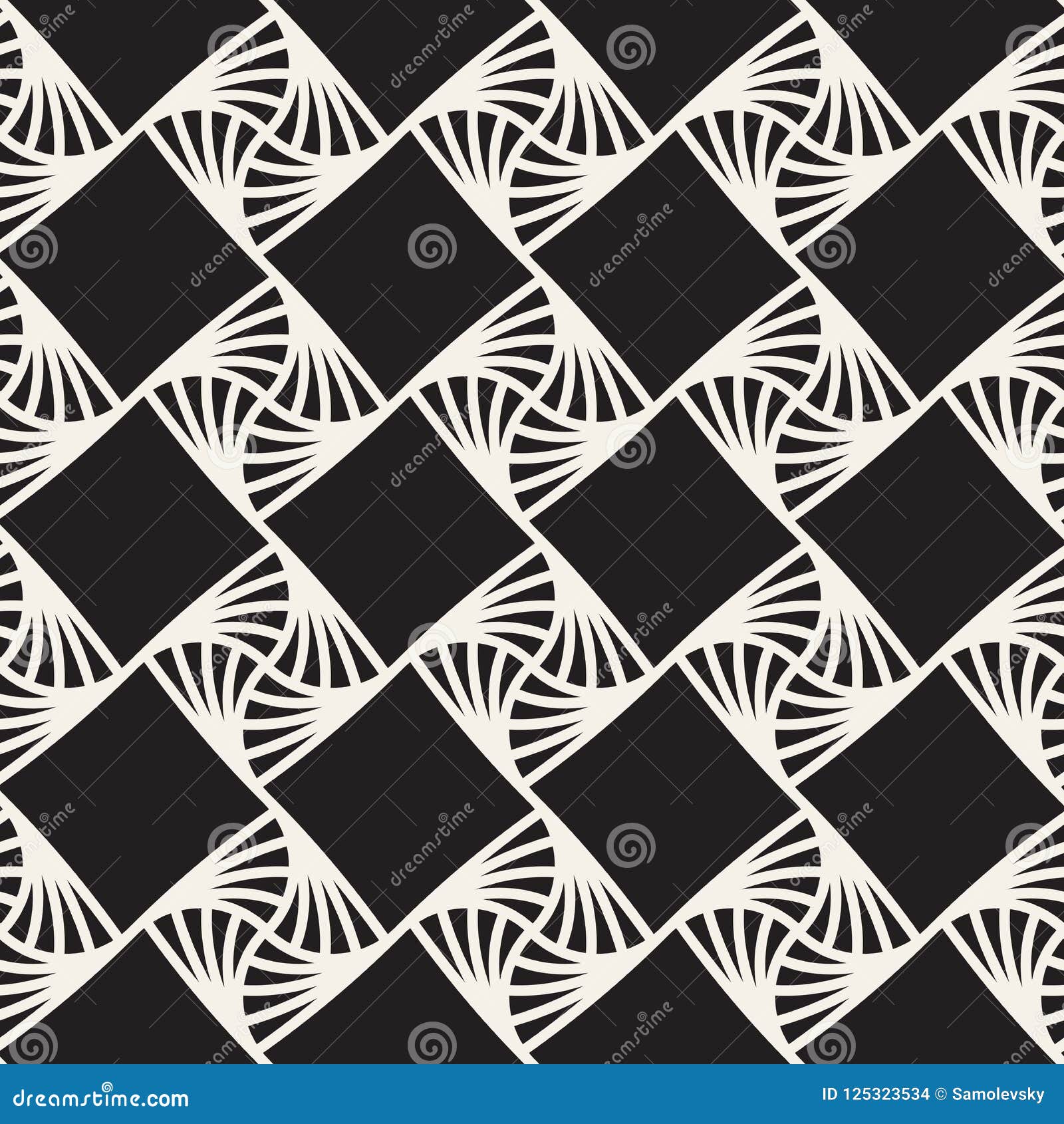 Vector Seamless Vintage Pattern Of Overlapping Arcs In Art Deco Style