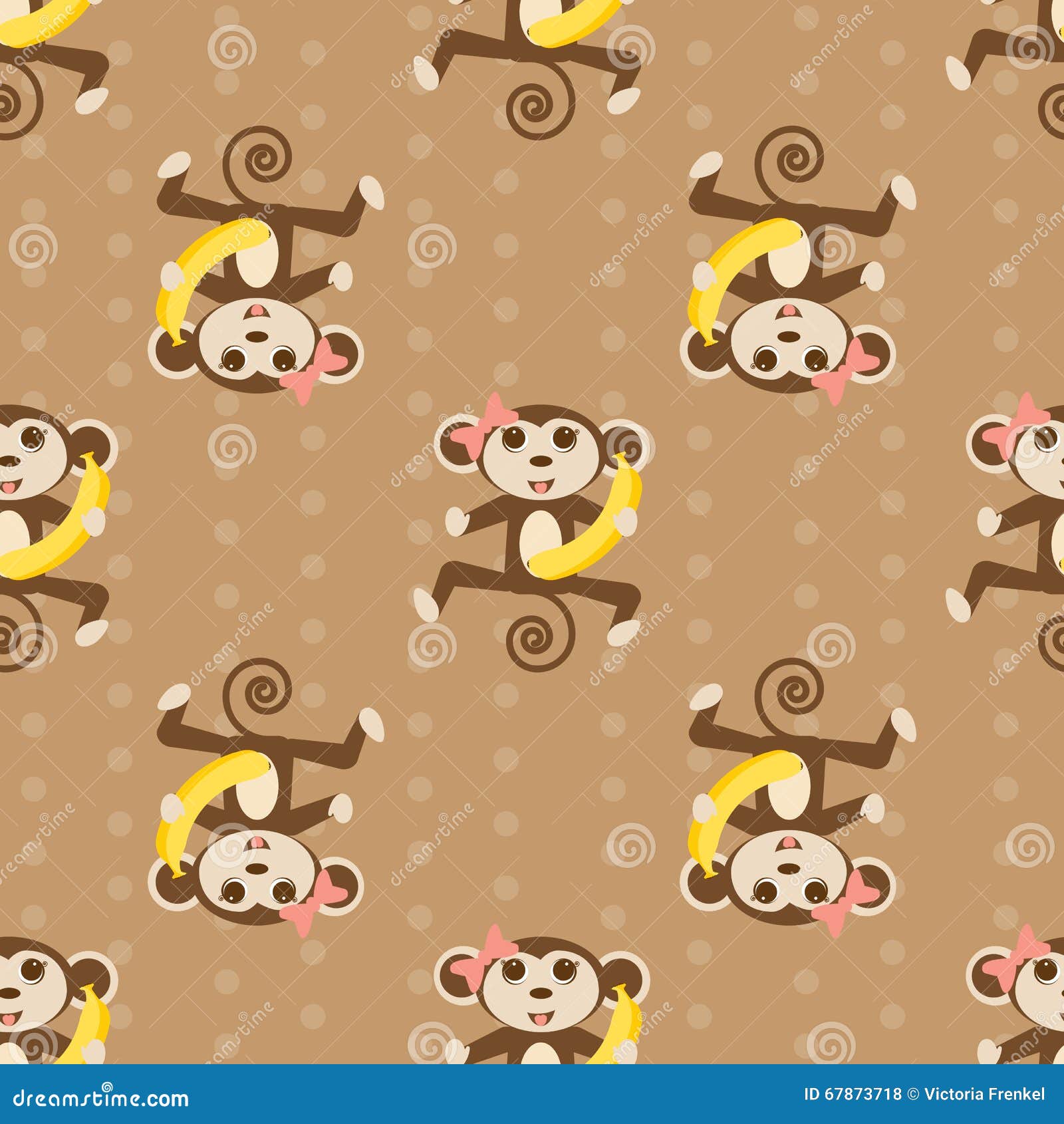 Vector Seamless Wallpaper with the Monkey. Stock Vector - Illustration ...