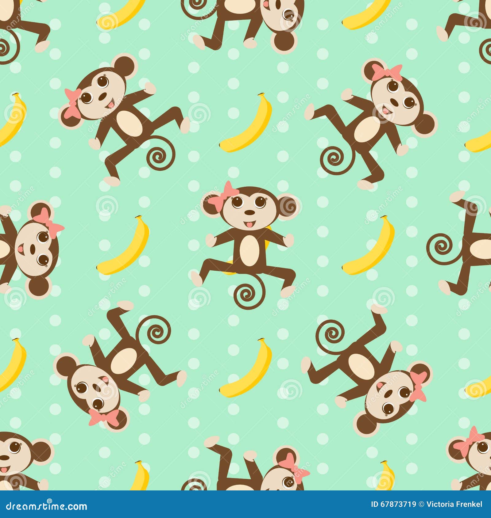 Vector Seamless Wallpaper with the Monkey. Stock Vector - Illustration ...