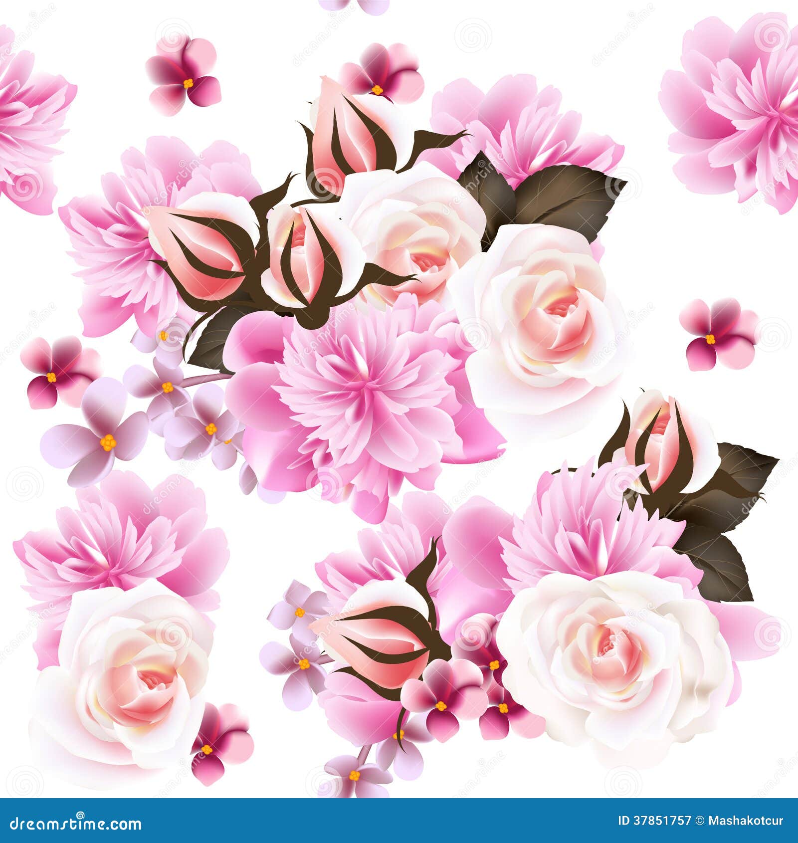 Vector Seamless Wallpaper with Roses Stock Vector - Illustration of ...