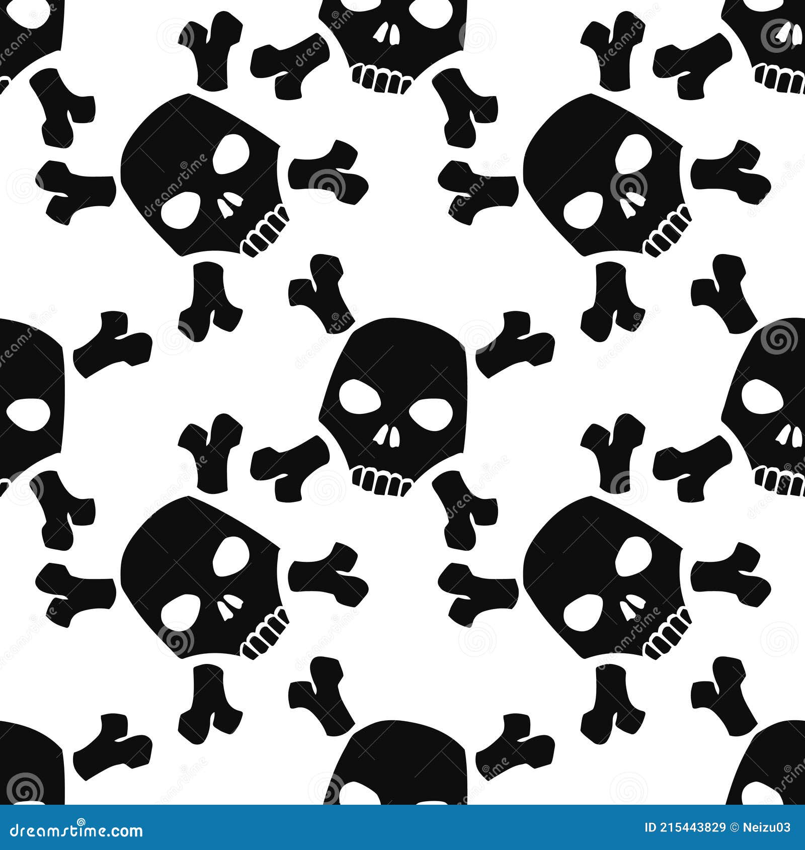 Vector Seamless Wallpaper with Simple Skulls and Bones on White ...