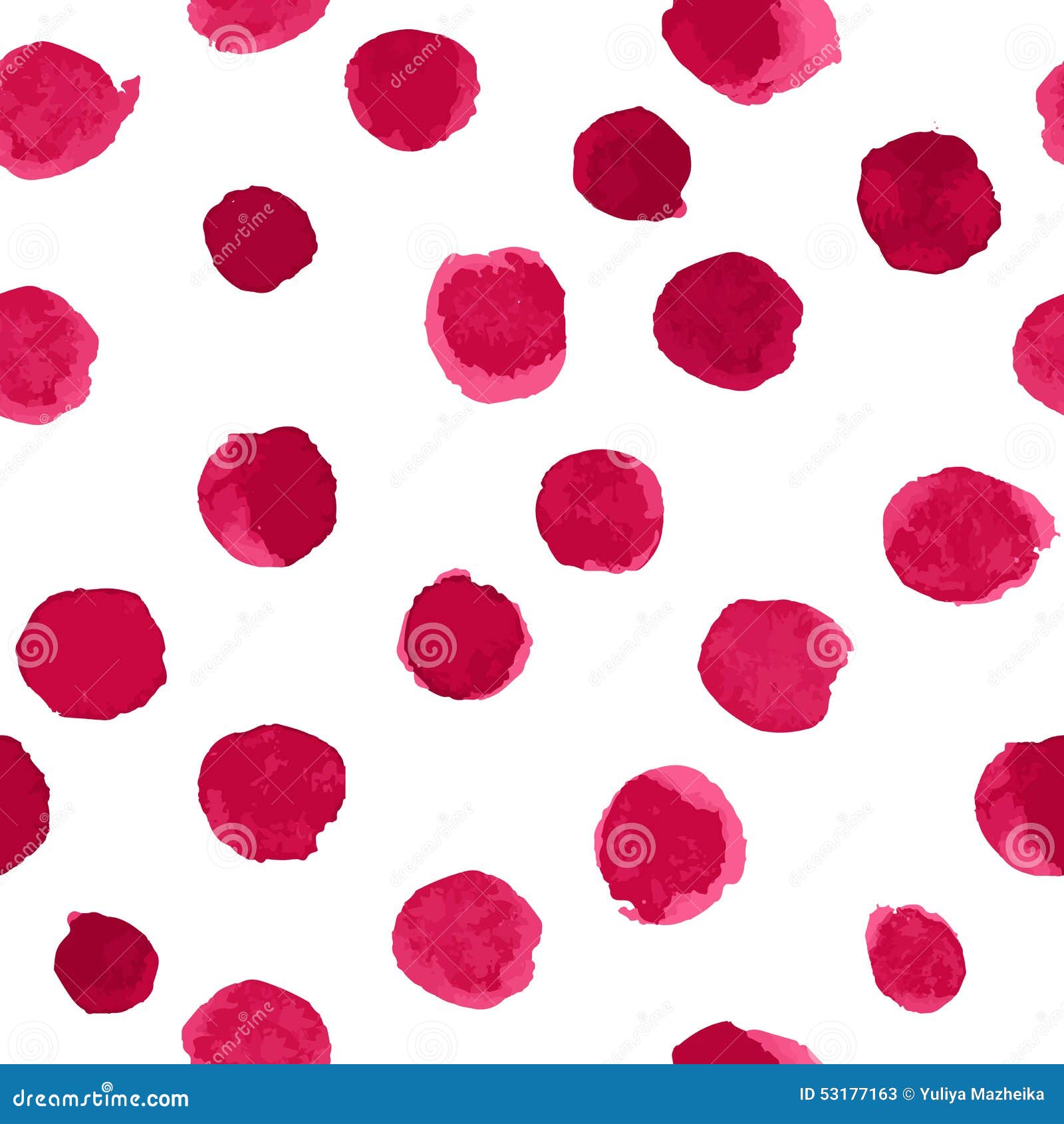 Vector Seamless Watercolor Red Polka Dot Pattern Stock Vector
