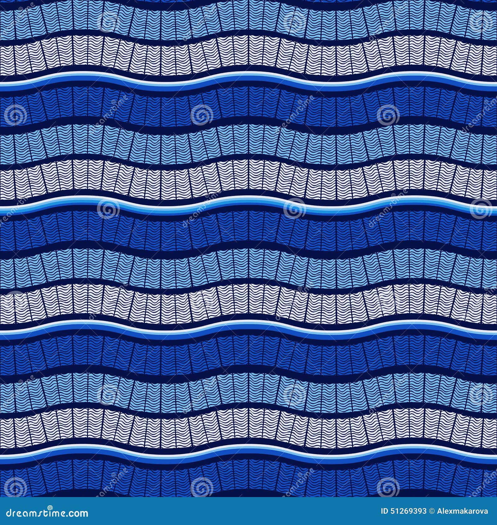 Vector Seamless Wavy Blue Pattern Stock Vector - Illustration of scrap ...