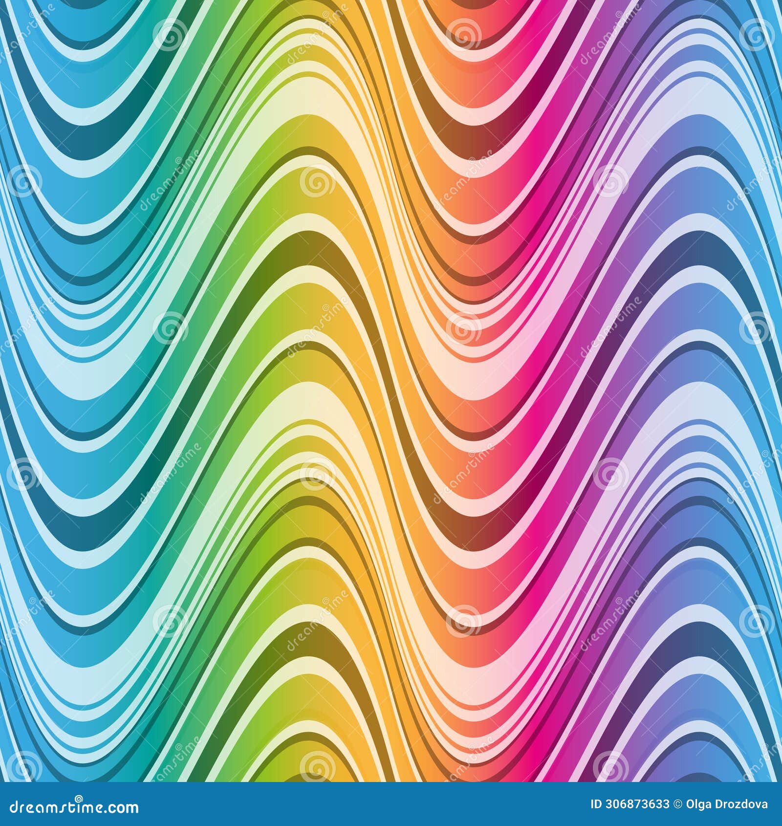 Vector Seamless Wavy Rainbow Striped Gradient Pattern with Colorful ...