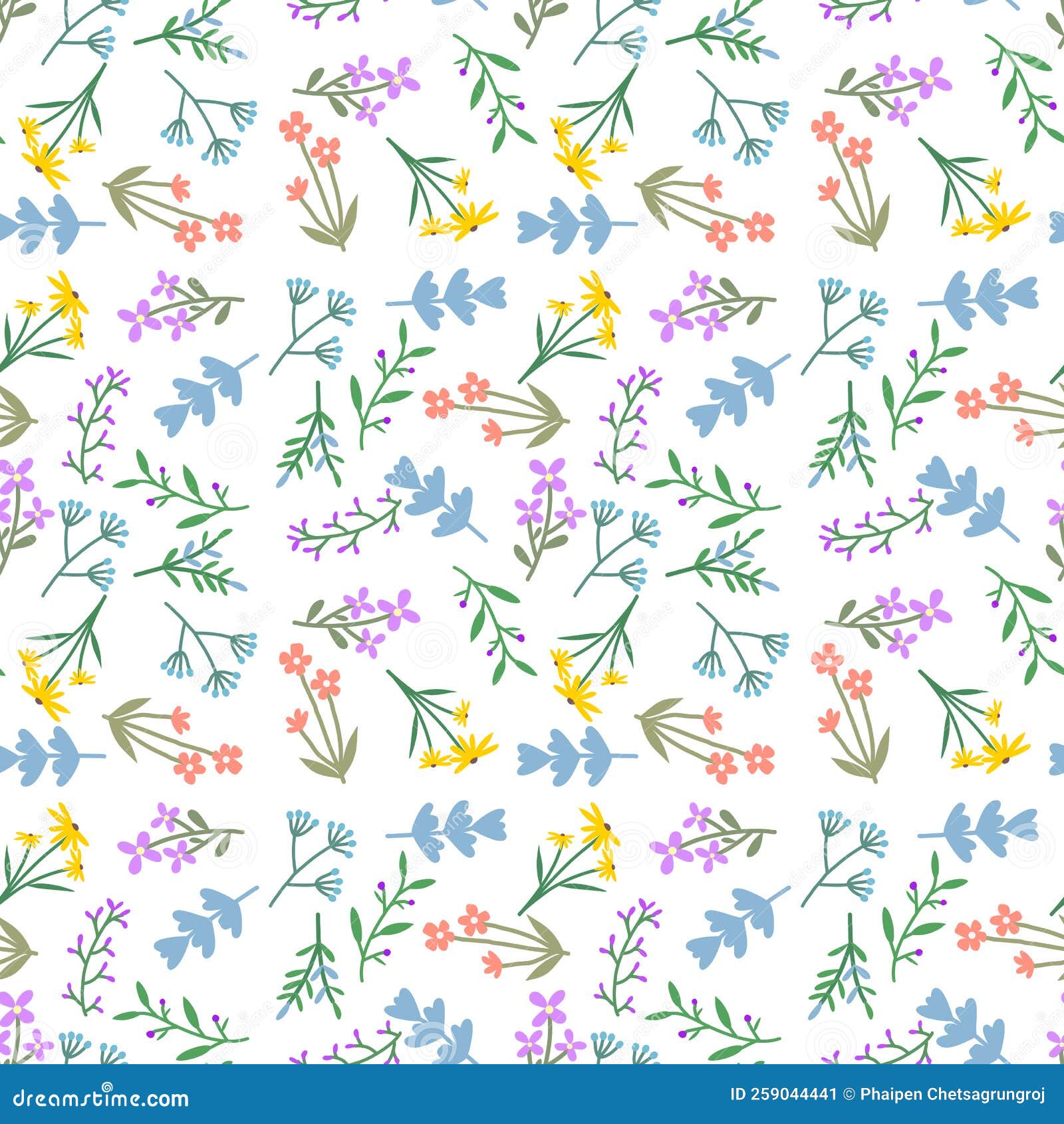 Vector Seamless Wild Floral Pattern on a Transparency Background. Stock ...