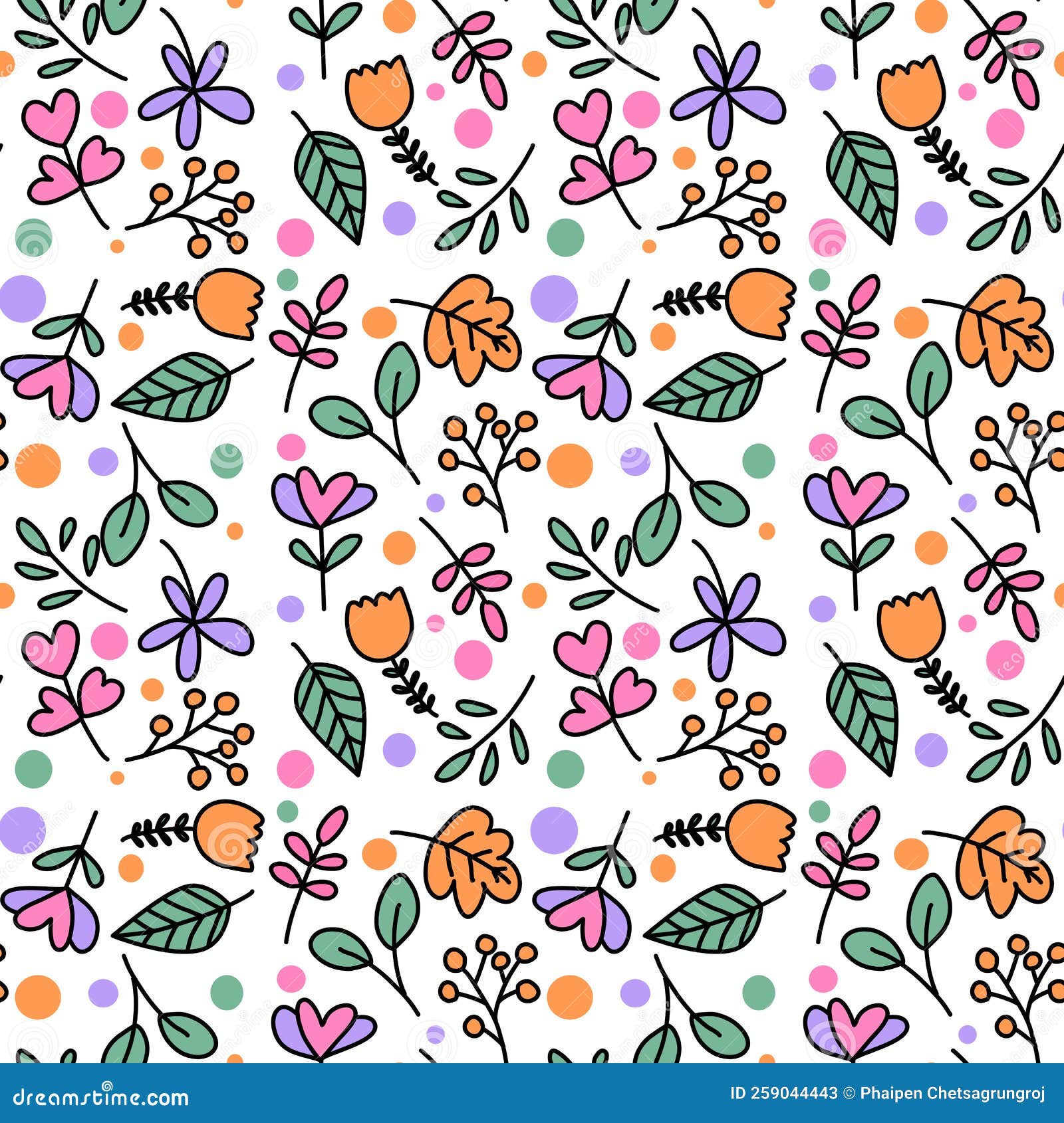 Vector Seamless Wild Floral Pattern on a Transparency Background. Stock ...
