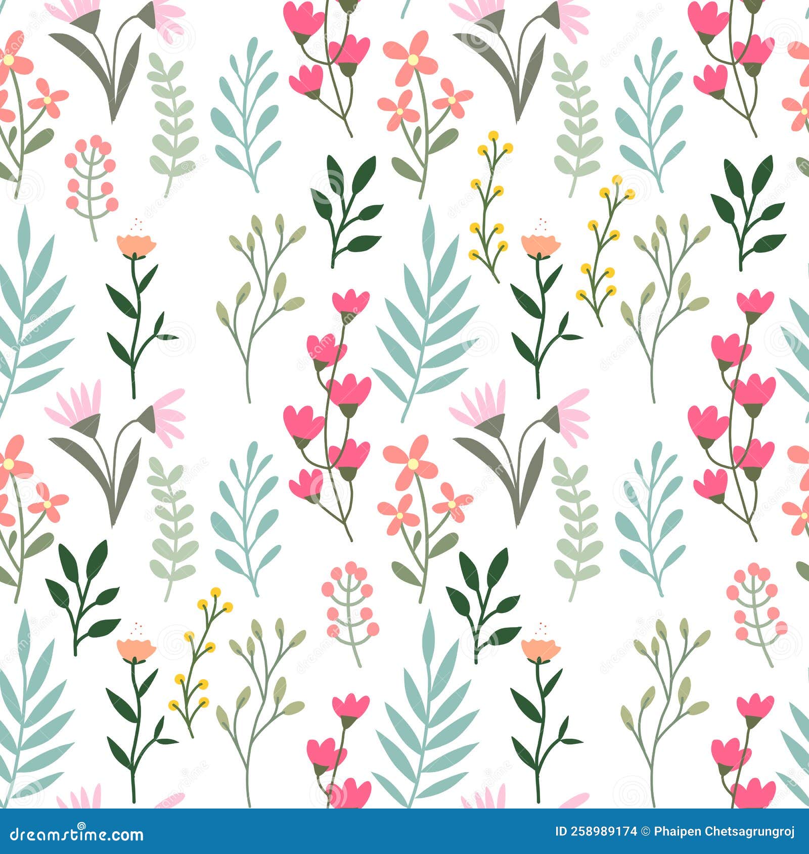 Vector Seamless Wild Floral Pattern on a Transparency Background. Stock ...
