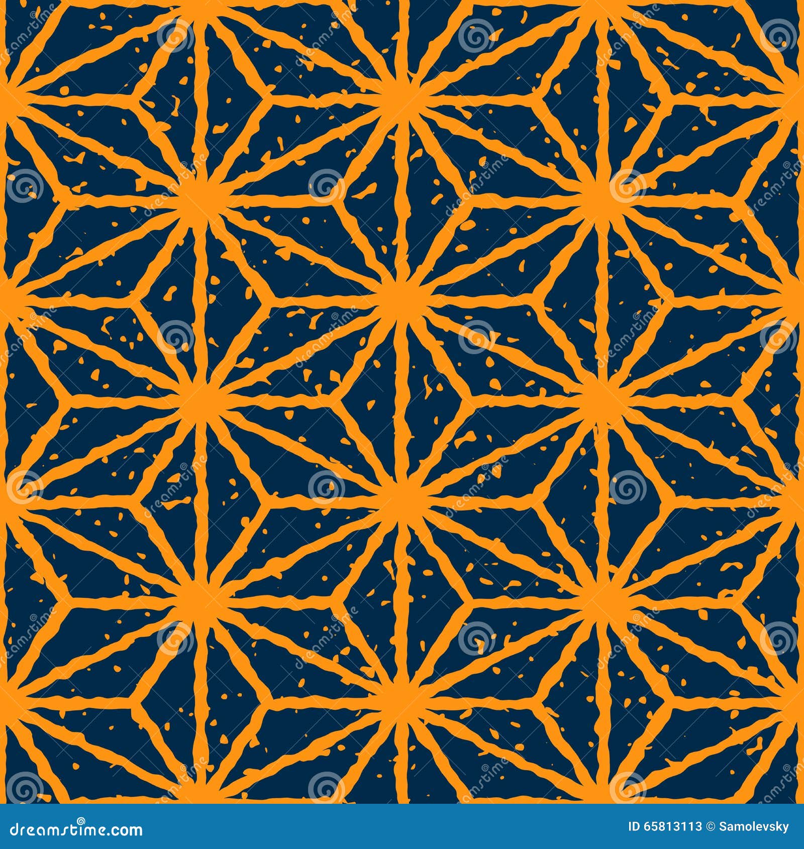 Vector Seamless Yellow Navy Color Hand Drawn Distorted Lines Star Shape ...