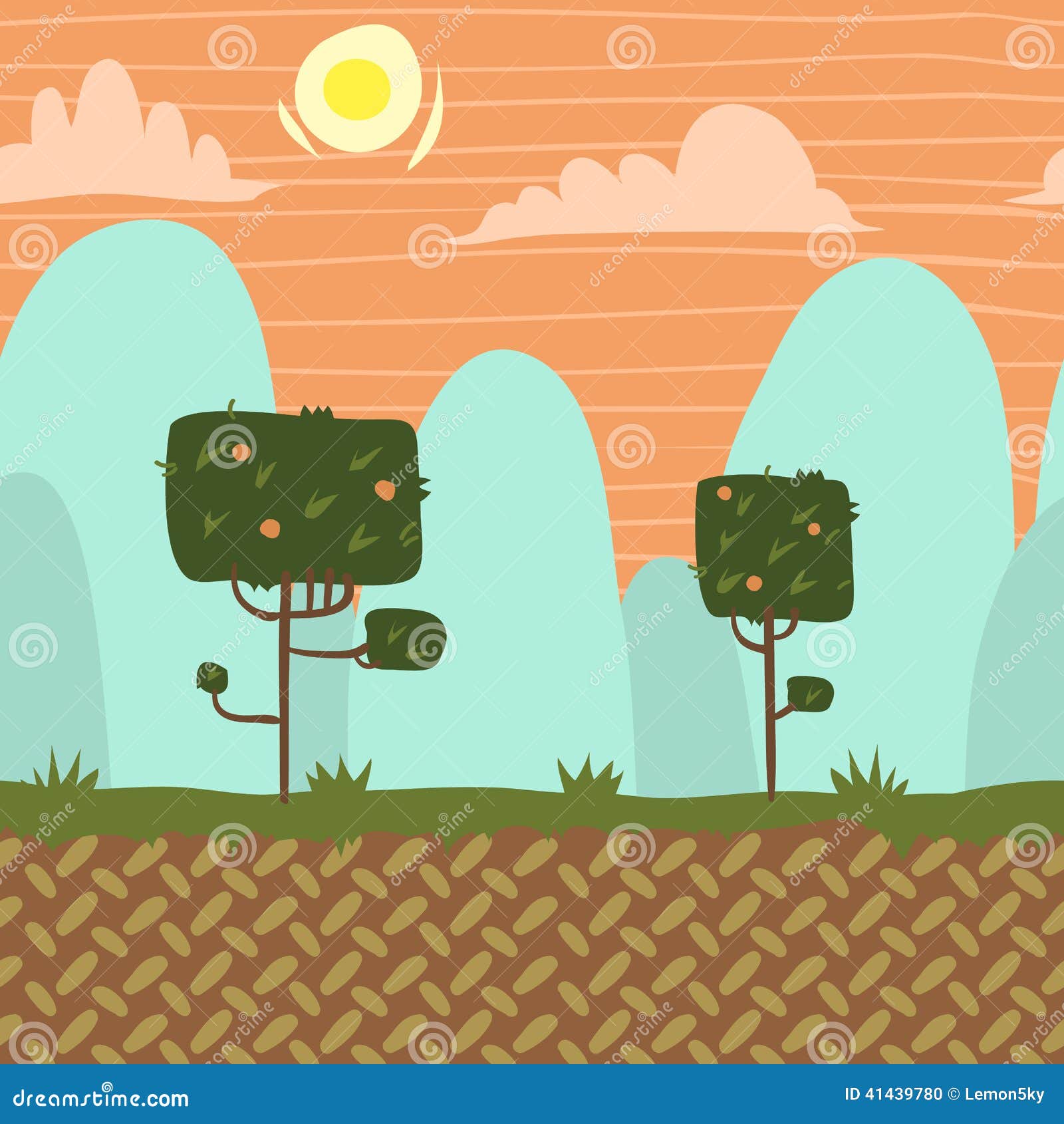 Vector Seamnless Forest Garden Game Background. Stock Vector ...