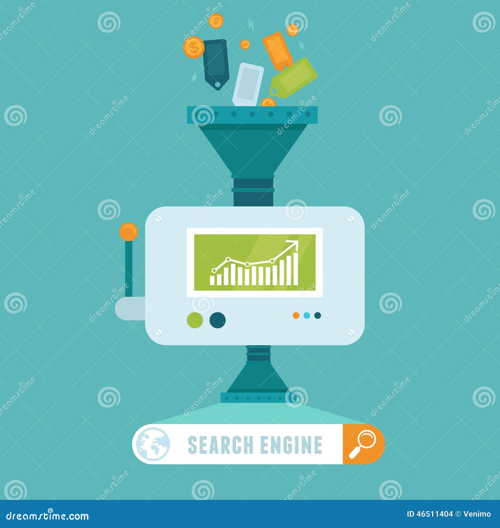 Vector Search Engine Concept in Flat Style Stock Vector - Illustration ...