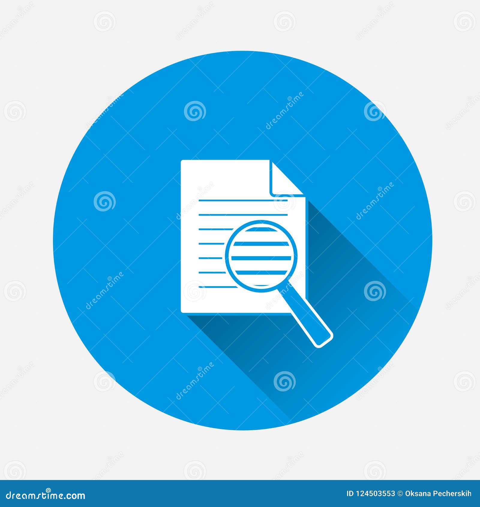 Vector Search Icon Document. Find in Document Symbol on Blue Background ...