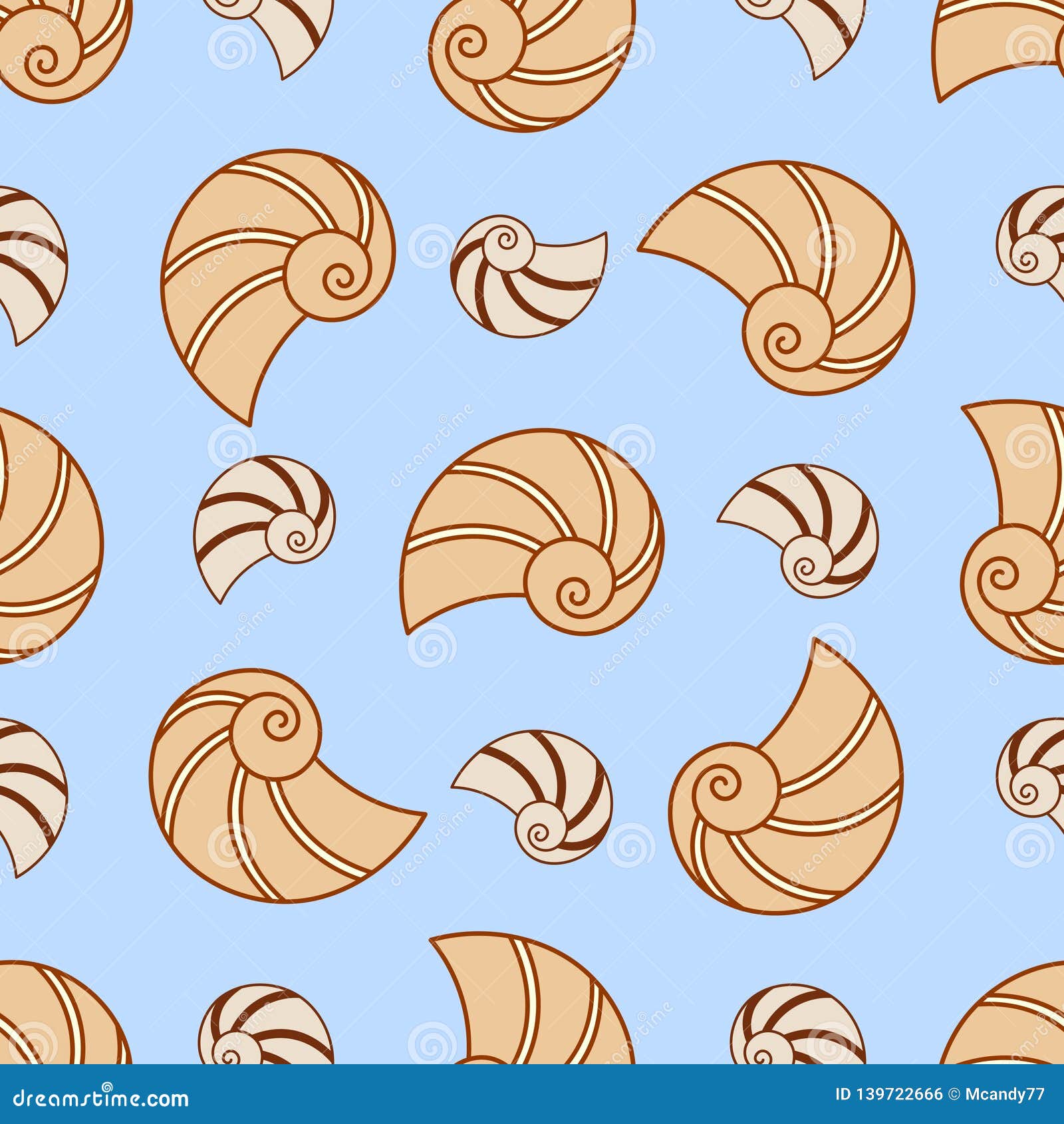 Vector Seashell Seamless Pattern. Sea Nature Texture. Stock Vector ...