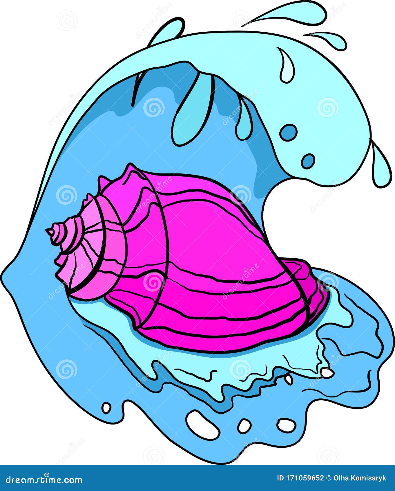 Vector Seashell And Seaweed Seamless Pattern. Sea Nature Texture ...