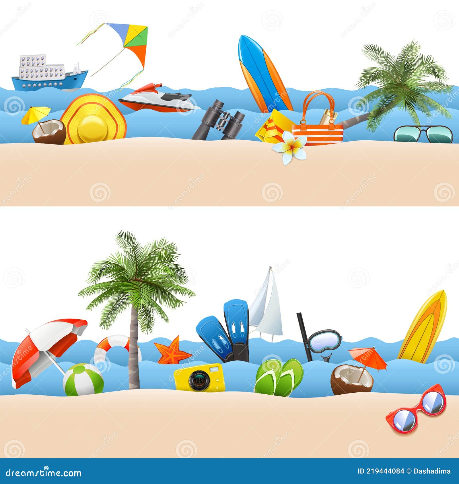 Vector Seaside Top View Illustrations | CartoonDealer.com #146324489