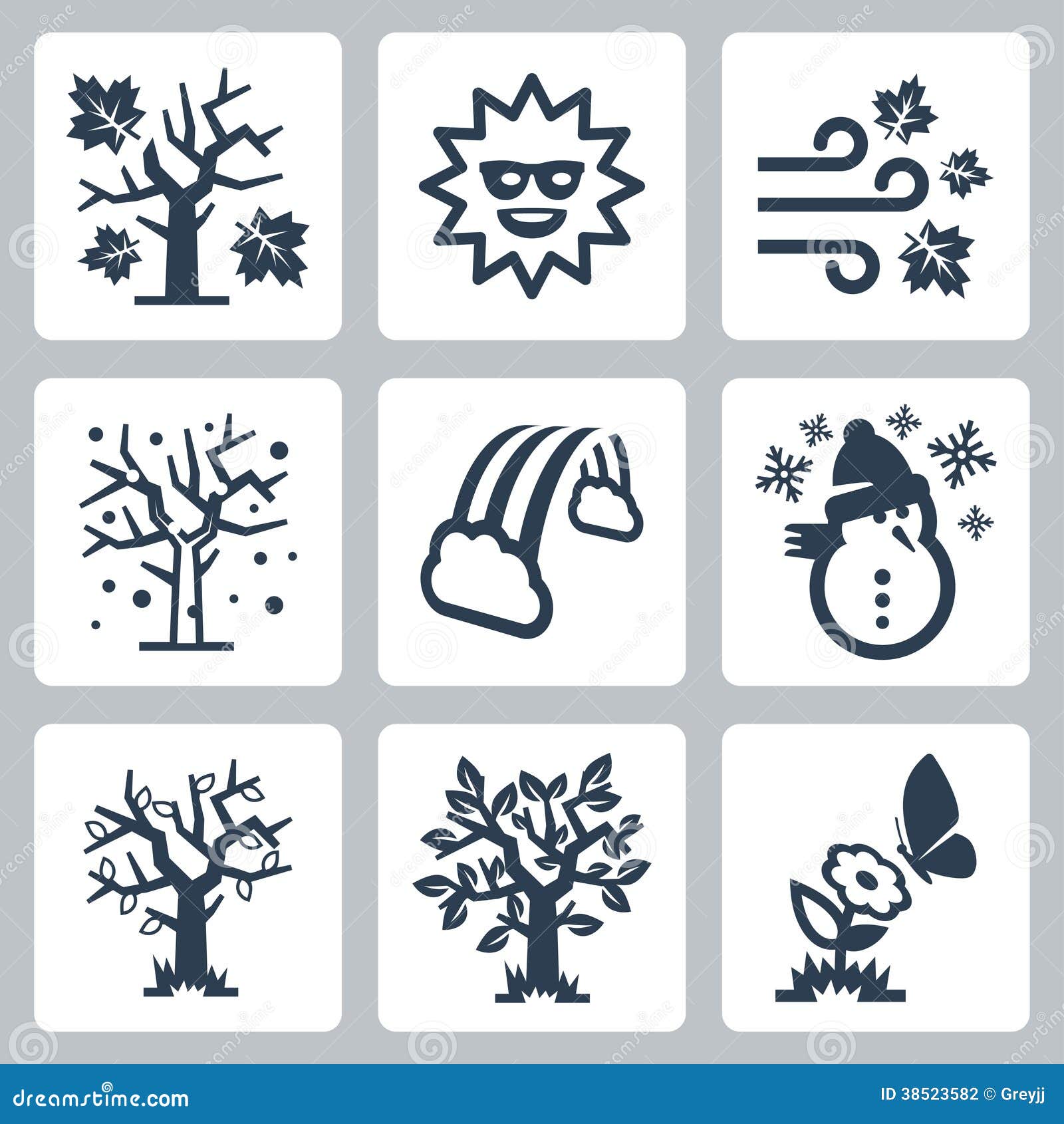 Vector seasons icons set stock vector. Illustration of sunshine - 38523582