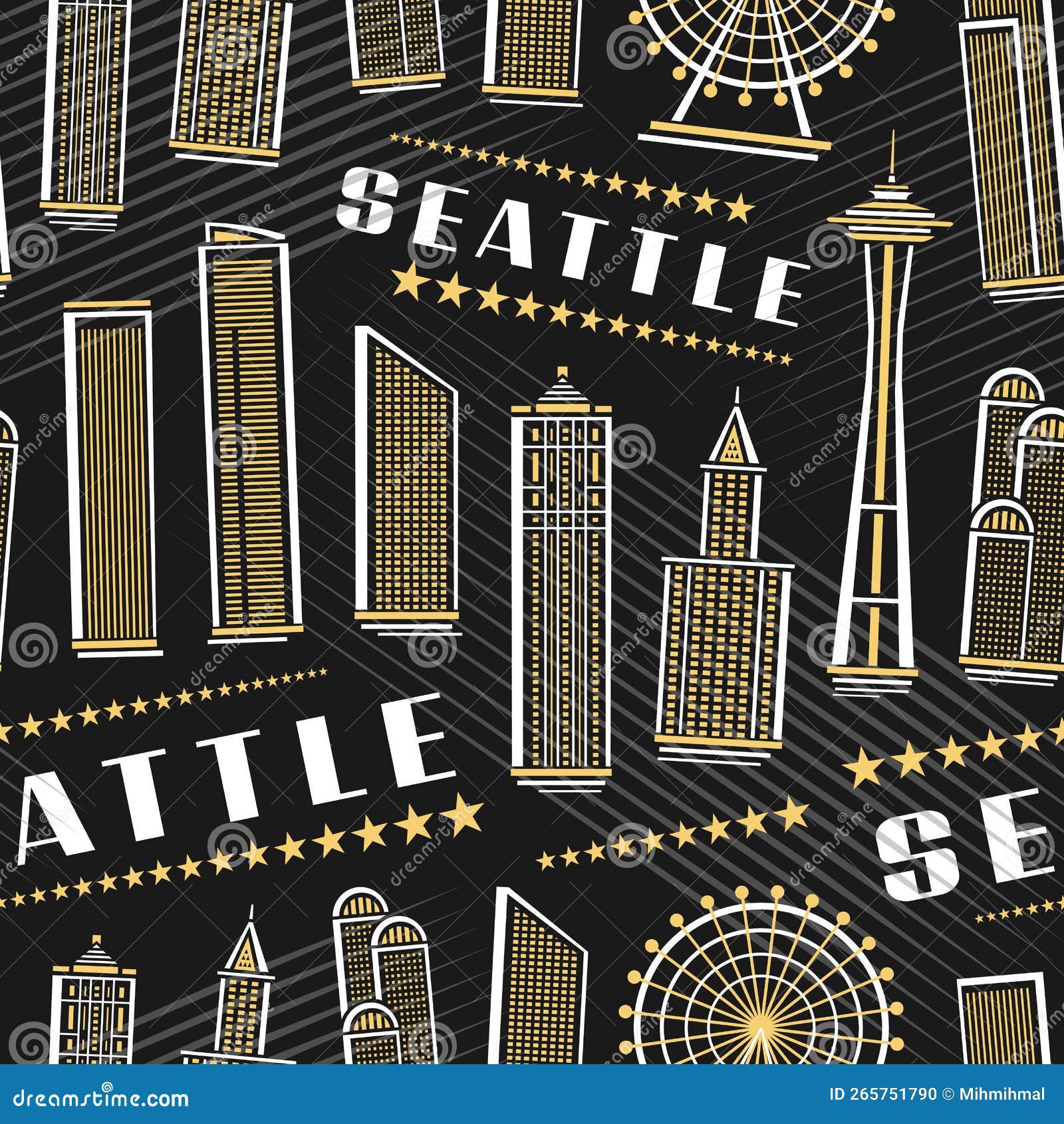 Vector Seattle Seamless Pattern Stock Vector - Illustration of design ...