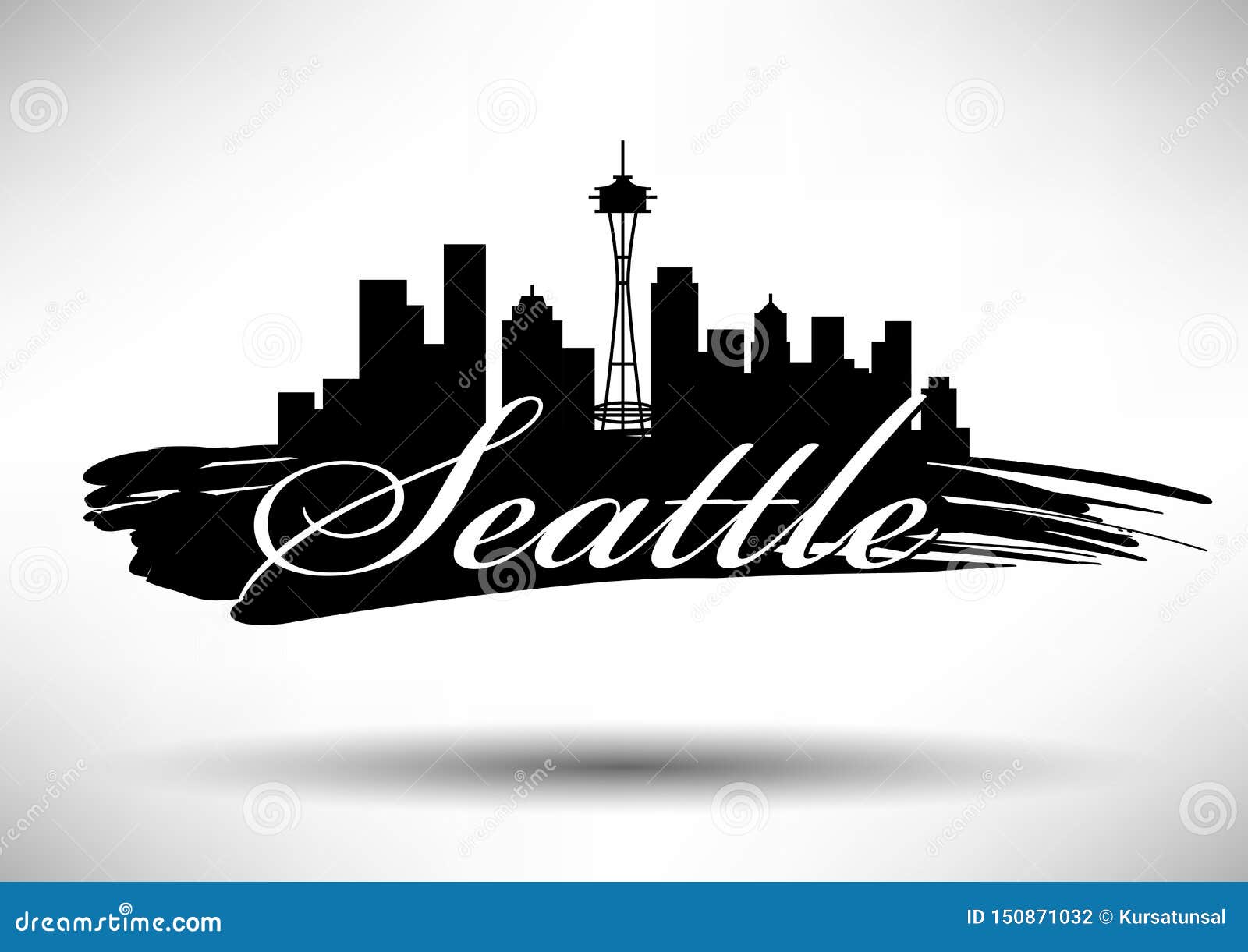 Vector Seattle Skyline Design Editorial Photography - Illustration of ...