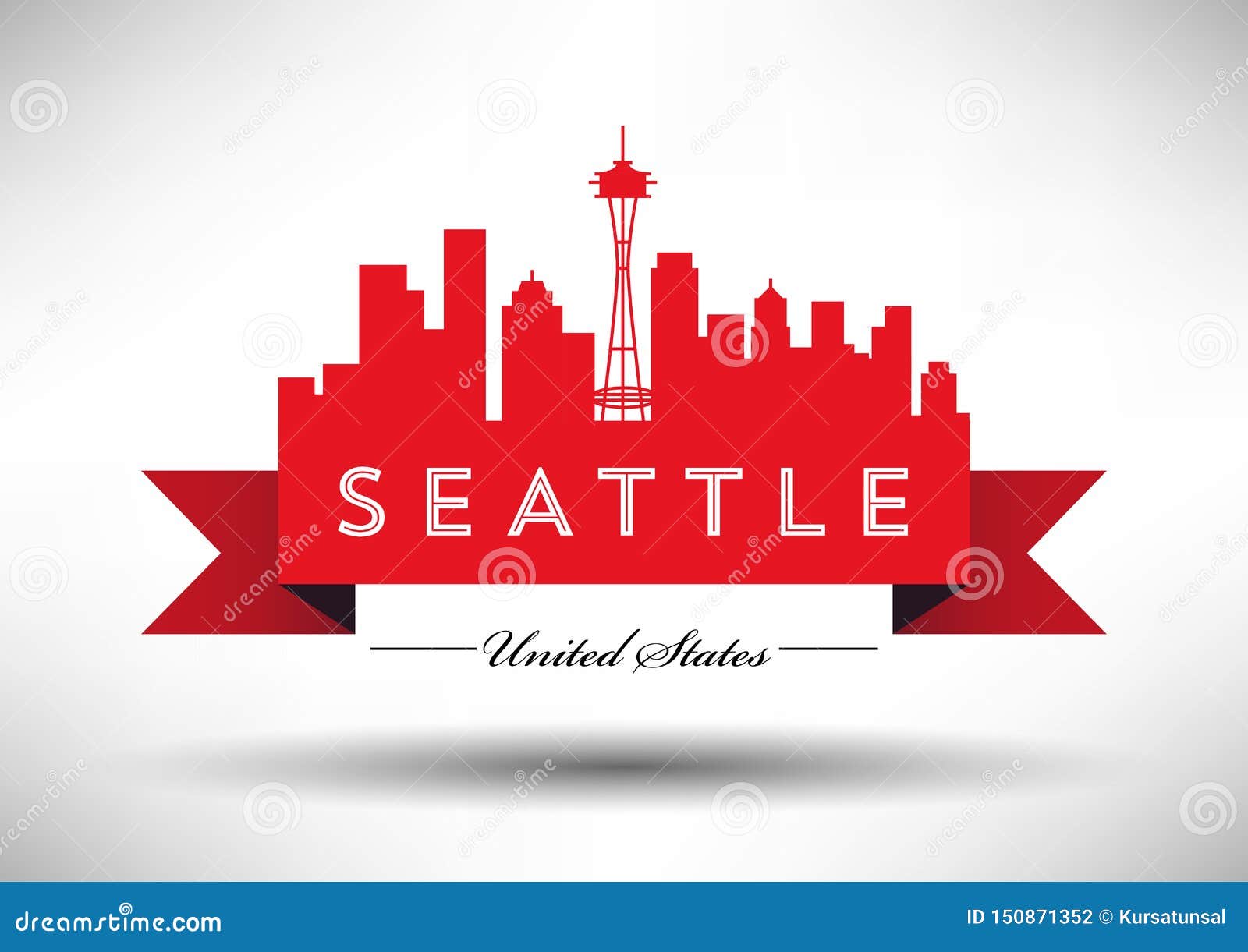 Vector Seattle Skyline Design Editorial Photography - Illustration of ...