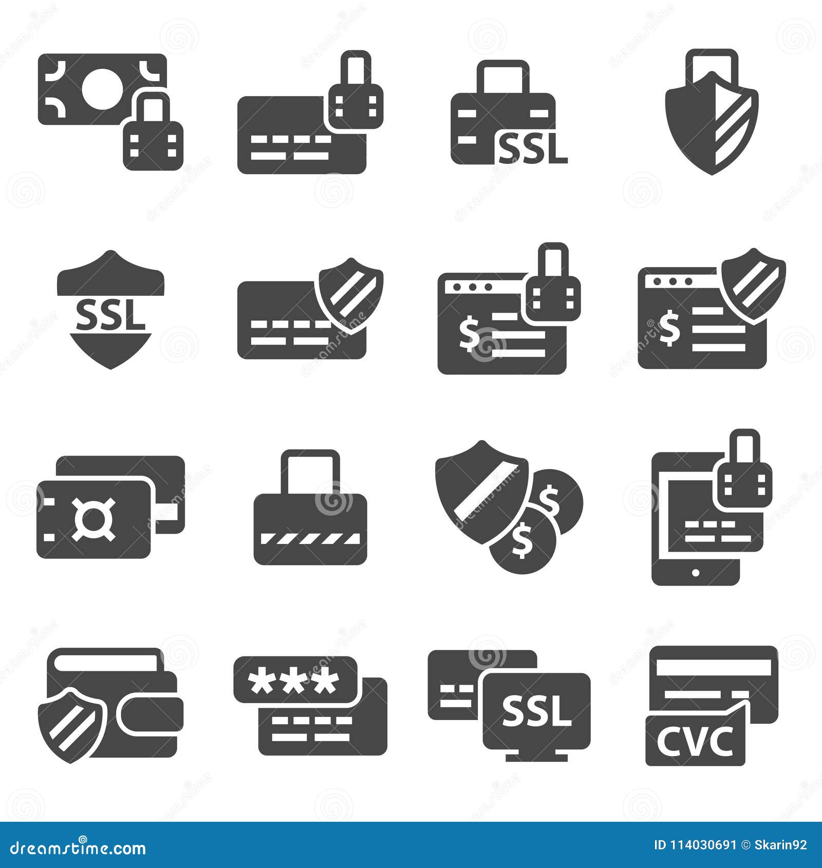 Vector Secure Payment Icons Set Stock Illustration - Illustration of ...