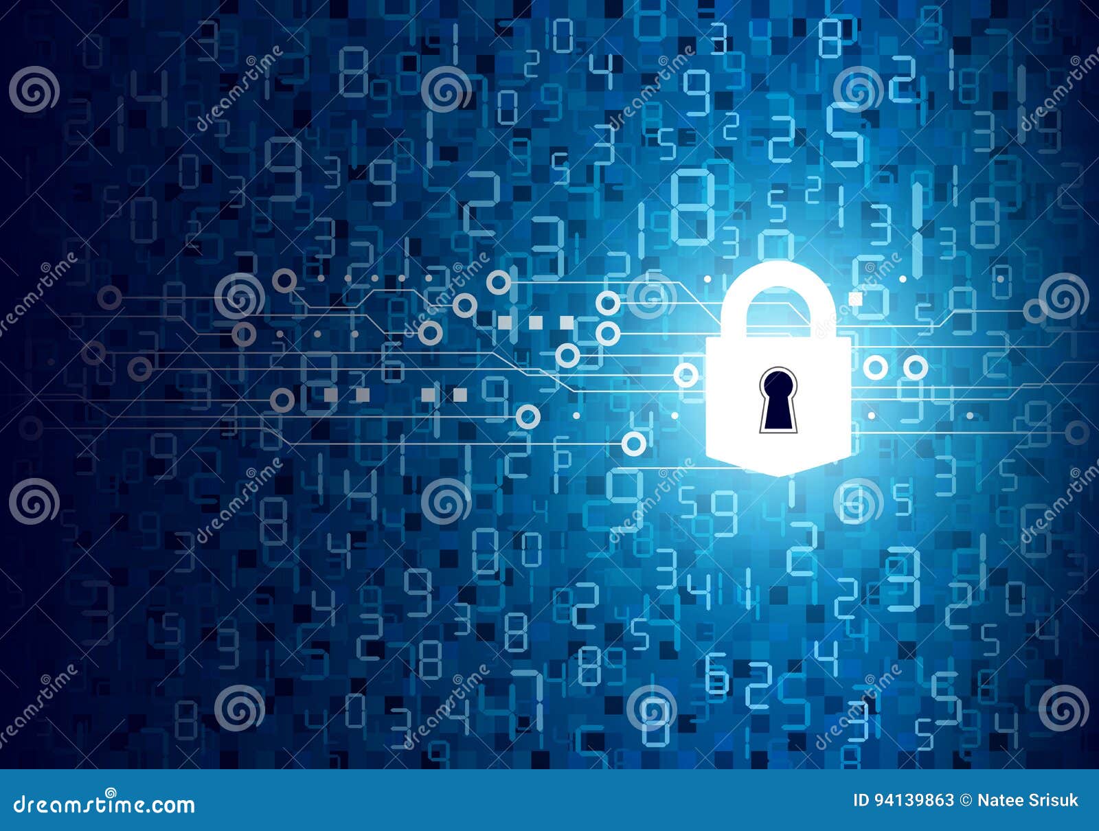 Vector Security Concept of Padlock with Digital Technology Stock Vector ...