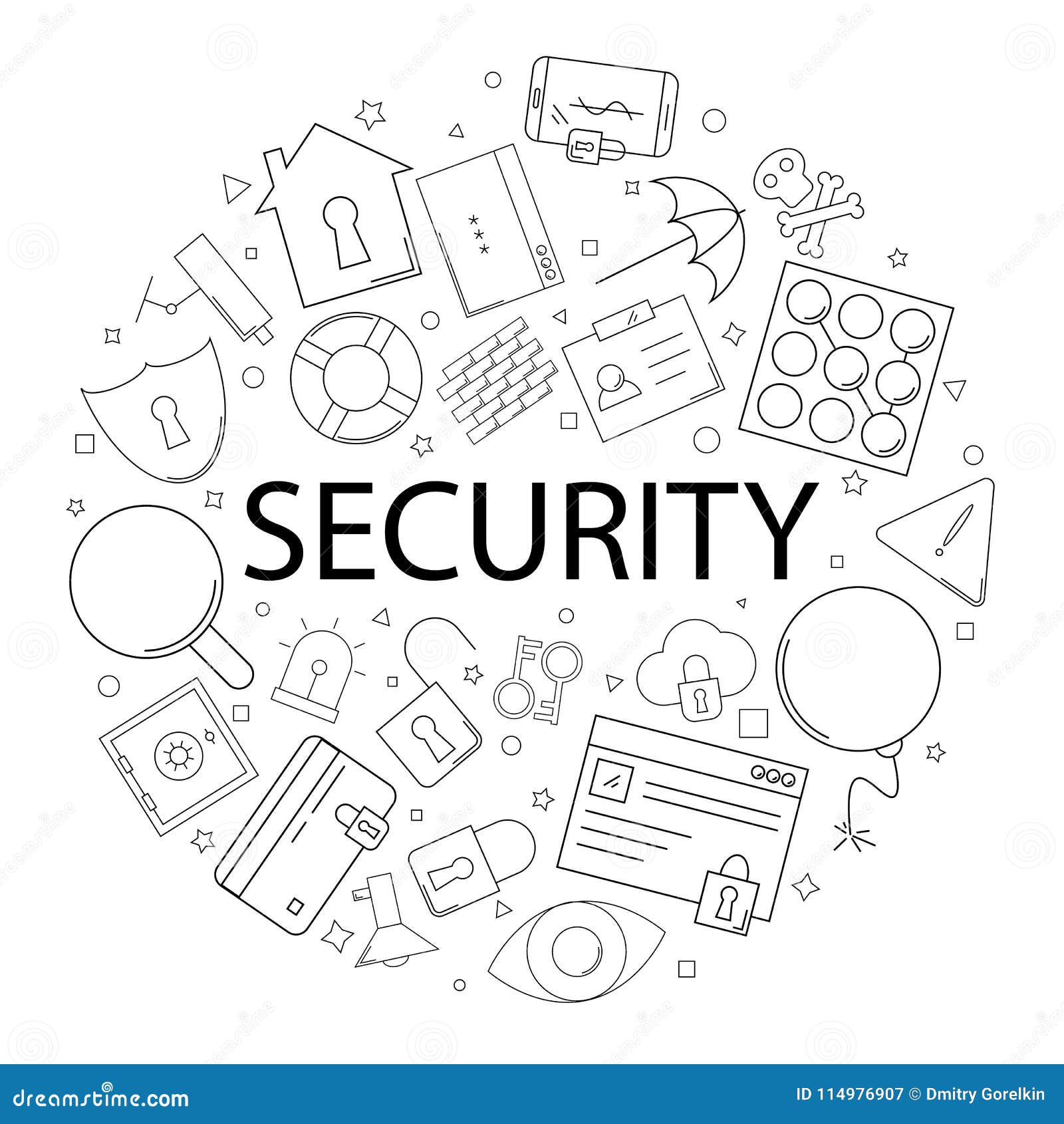 Vector Security Pattern with Word. Security Background Stock Vector ...