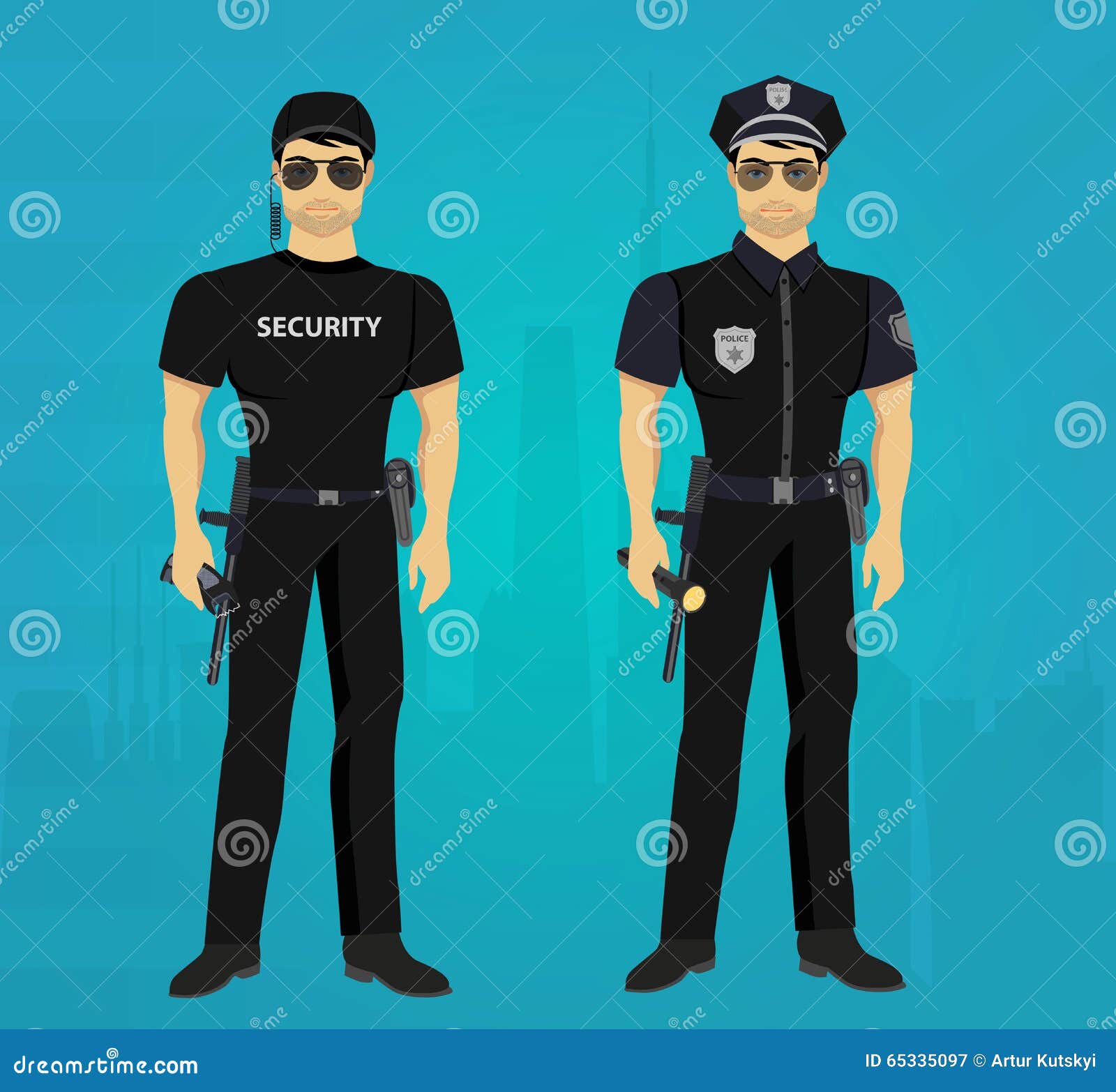 Vector Security and Policeman Guards Concept. Stock Vector ...
