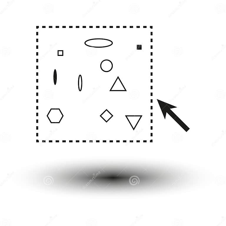 Vector Selection Box. Geometric Shapes Inside. Arrow Pointer. Dotted ...