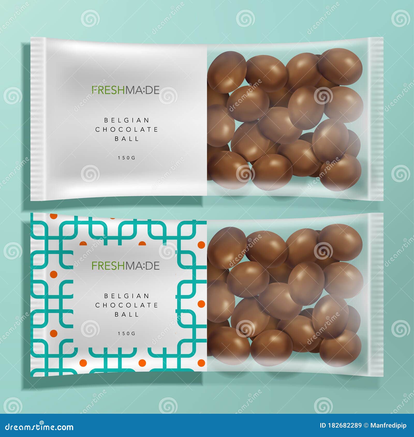 Vector Semi Transparent Food & Snack Packet Packaging with Geometric ...