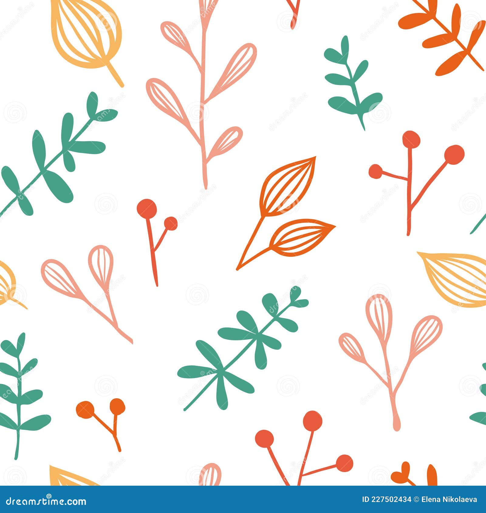 Vector Semless Pattern with Doodle Floral Elements Stock Vector ...