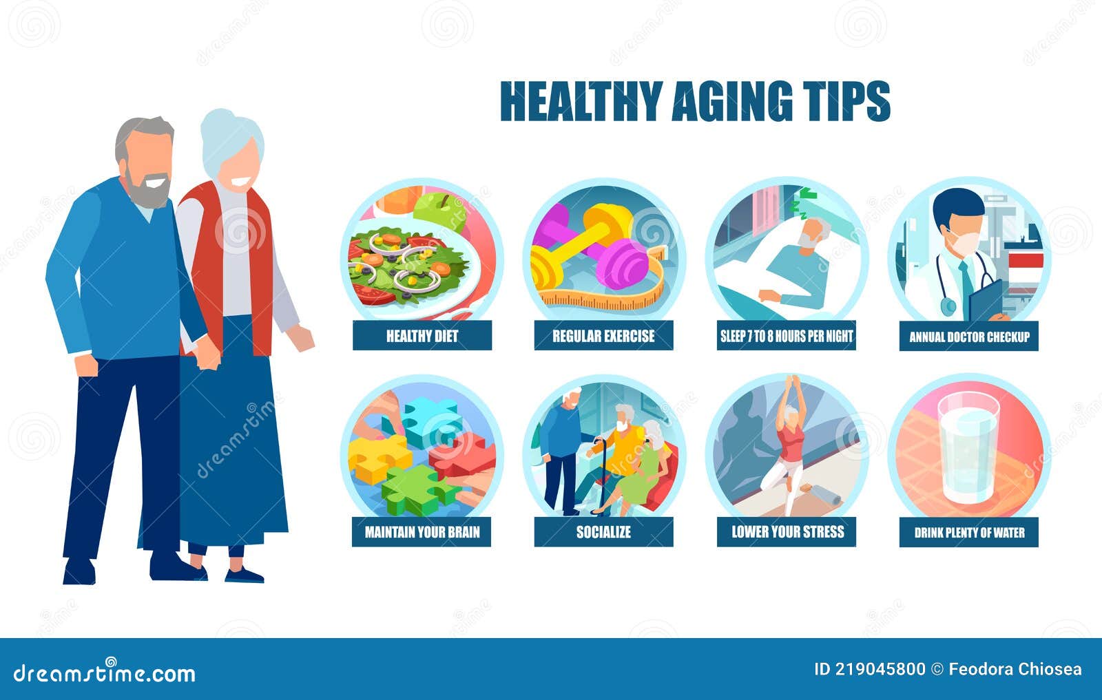 Vector Of A Senior Couple Following Doctor Advice On Healthy Aging
