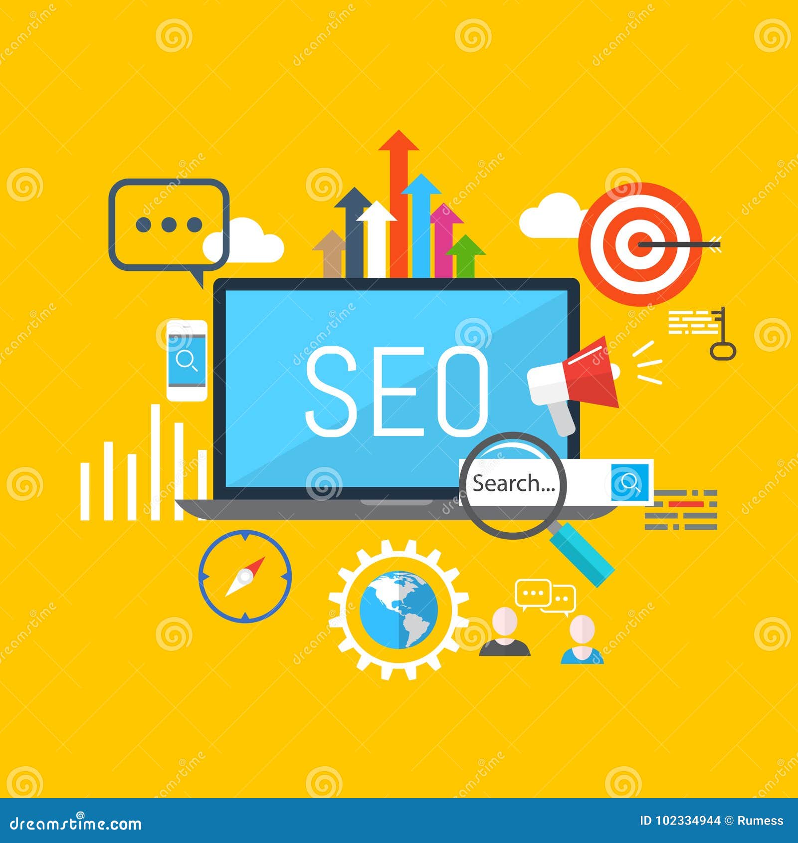 Vector SEO concept stock vector. Illustration of cyberspace - 102334944