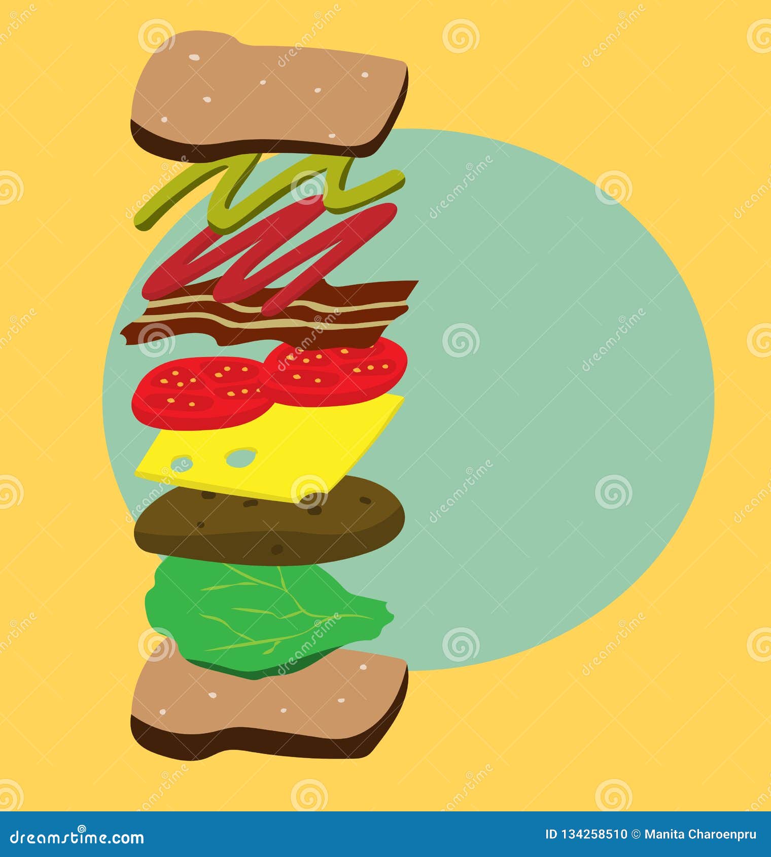 Vector of Seperated Layer of Iingredients of Sandwich Stock Vector ...