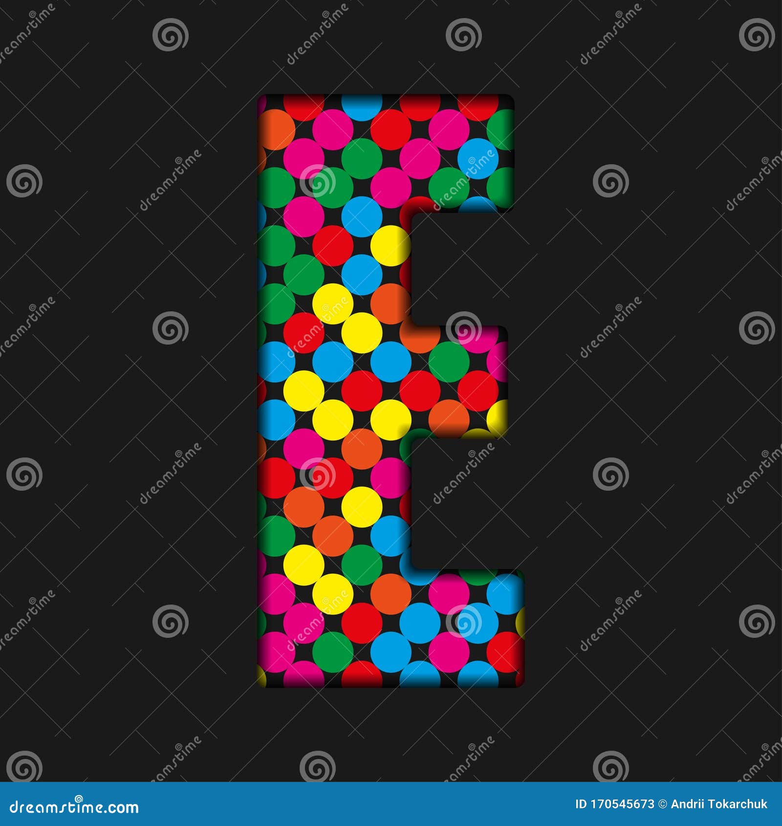 Vector Colorful Glitter Sequins Dots Letter - E. Stock Vector ...