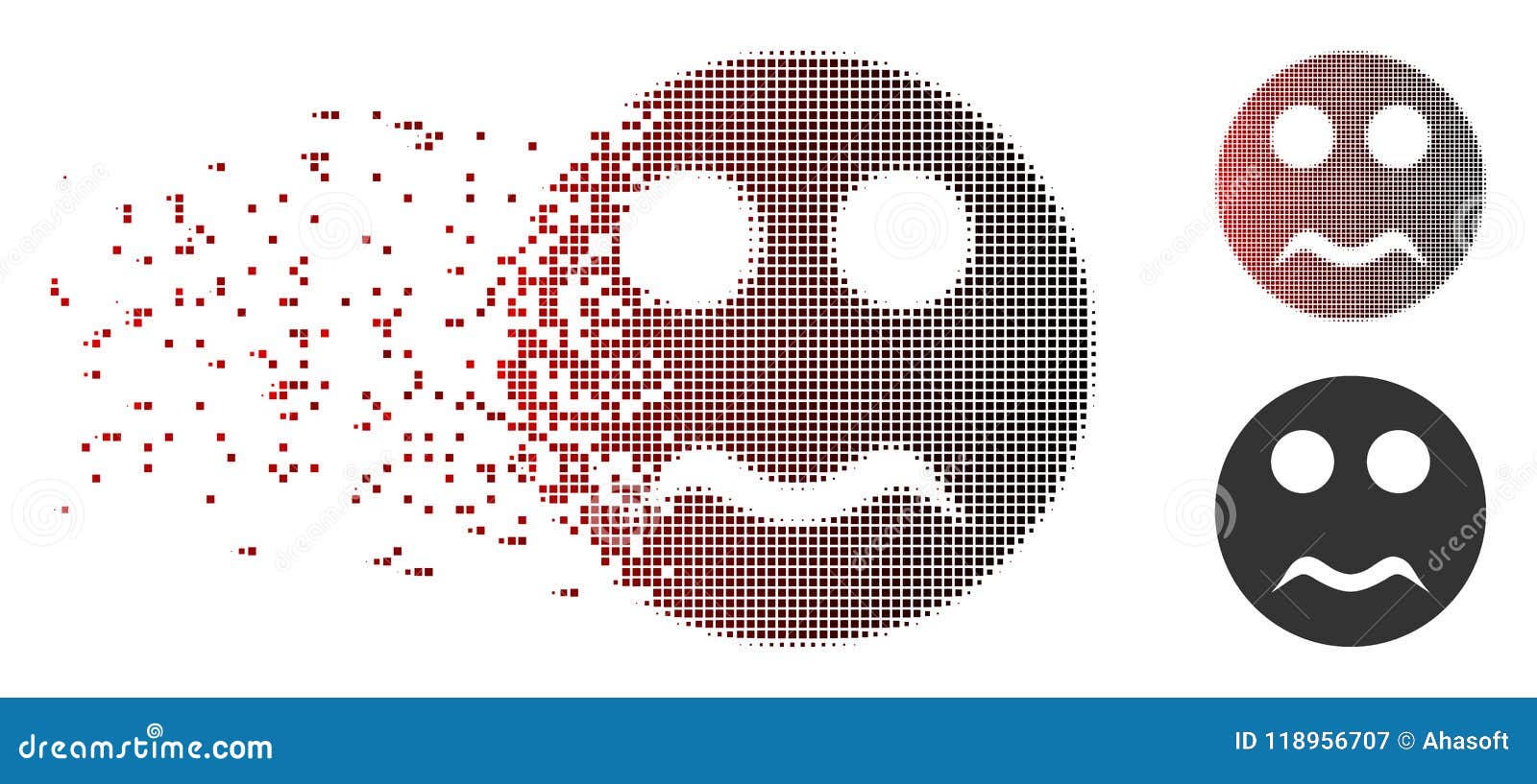 Dust Pixel Halftone Serious Smiley Icon Stock Vector - Illustration of ...