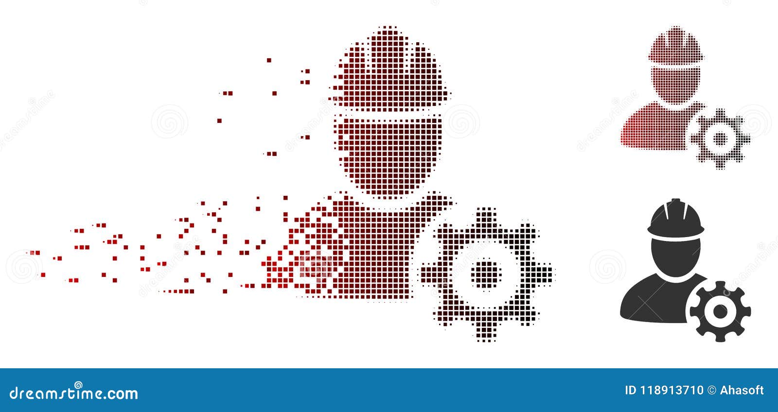 Disintegrating Pixel Halftone Service Man Icon Stock Vector ...